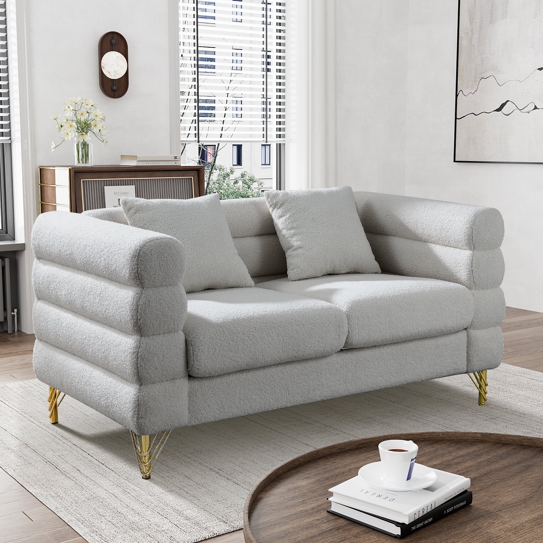 Rophefx Mid Century 2-Seater Sofa Couch for Bedroom, Living Room ...