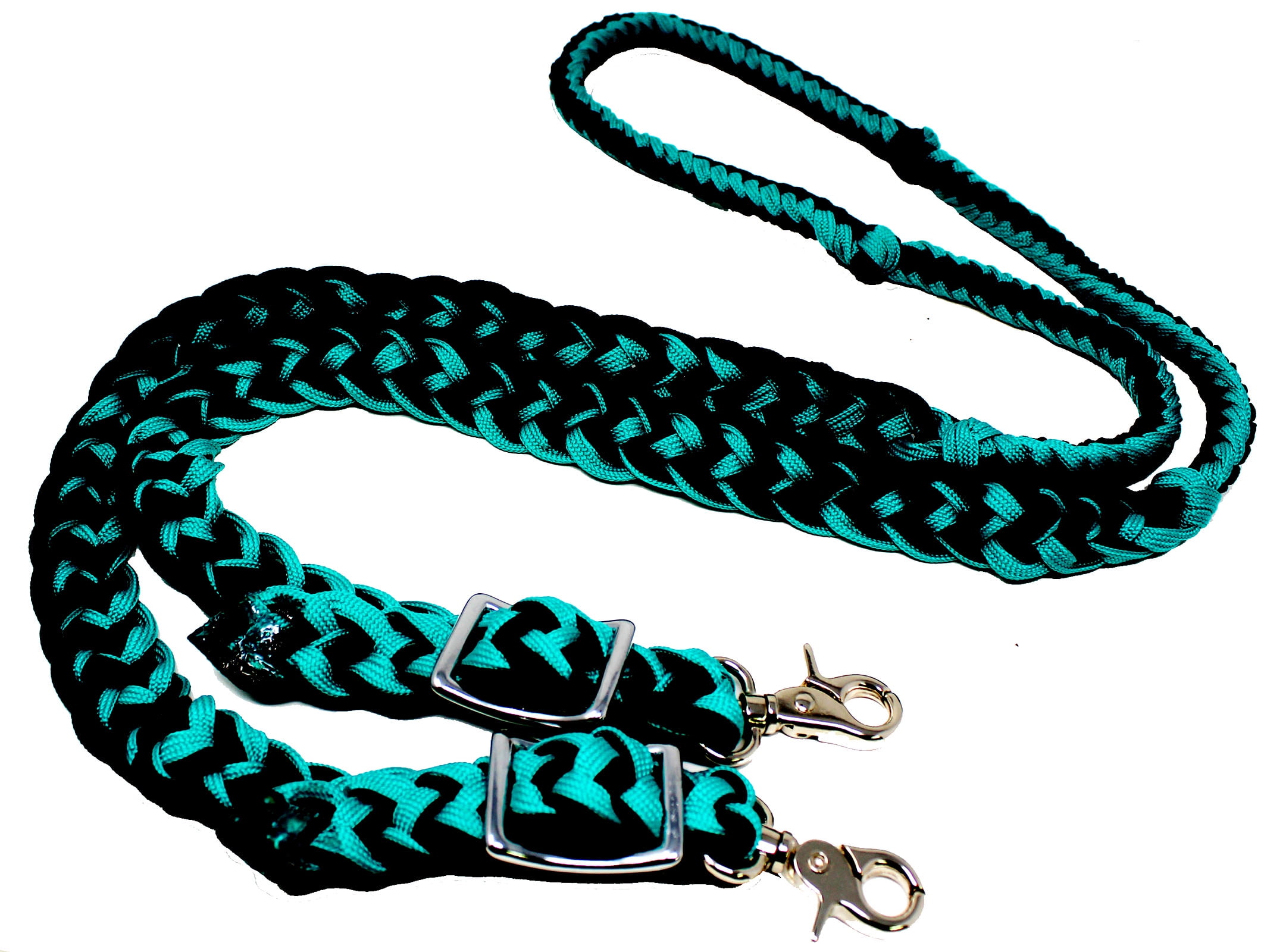 Roping Knotted Horse Tack Western Barrel Reins Nylon Braided Emerald ...