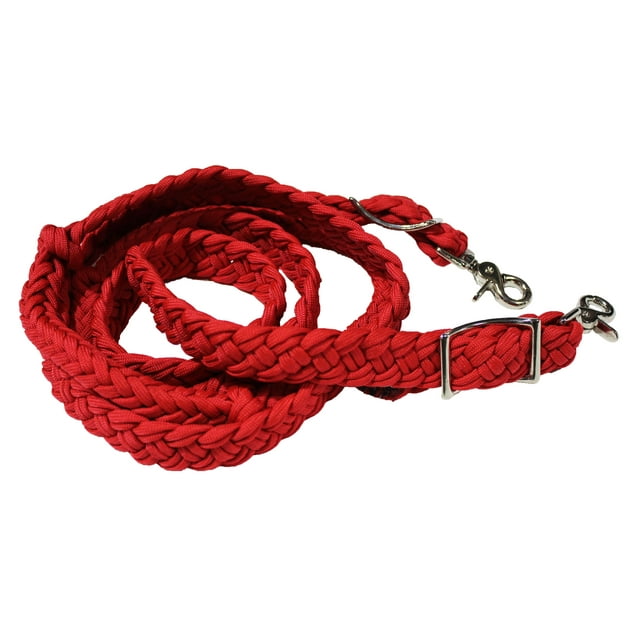 Roping Knotted Horse Tack Western Barrel Reins Nylon Braided Red 60723 ...