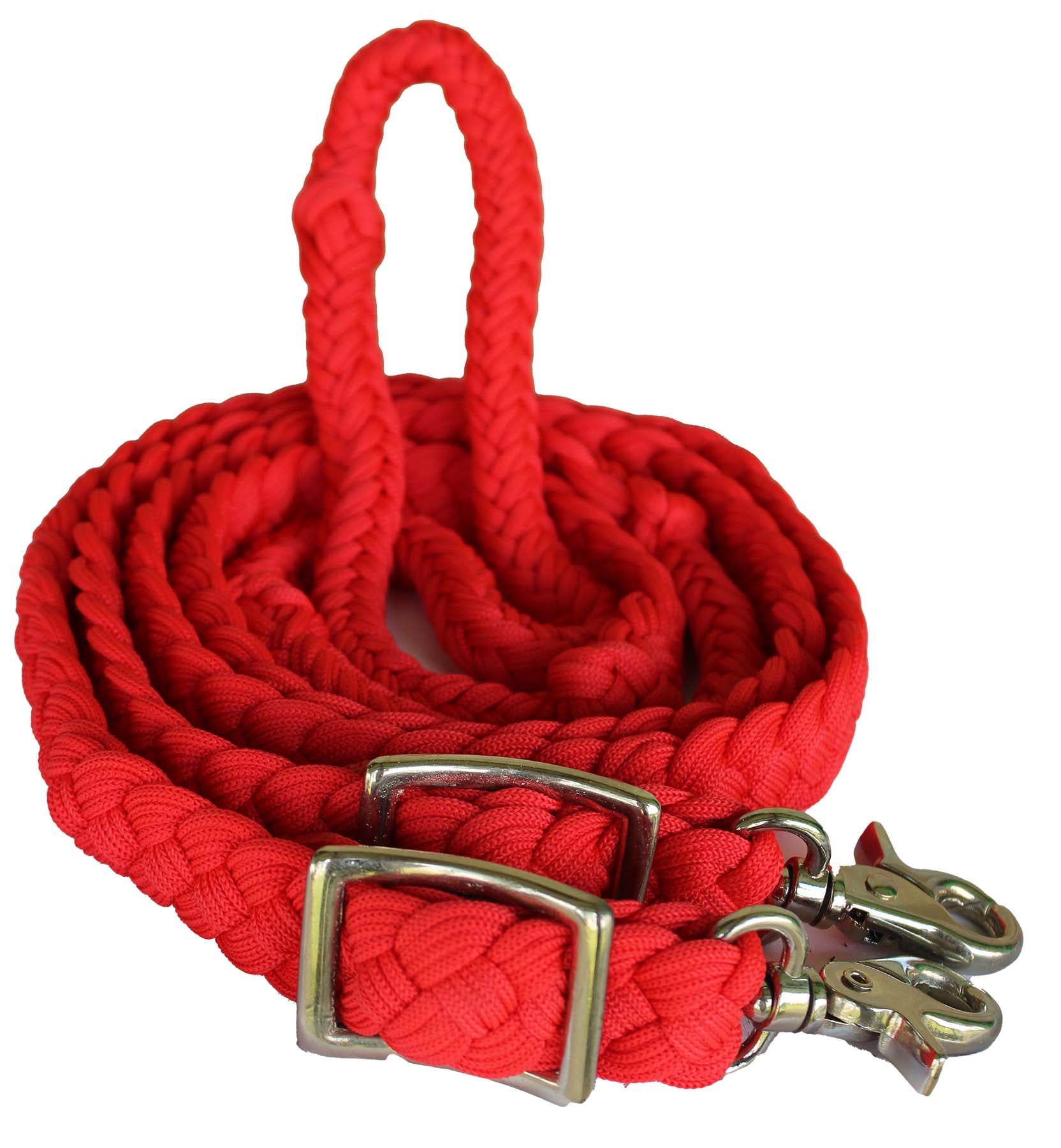 Roping Knotted Horse Tack Western Barrel Reins Nylon Braided Red 60723 ...