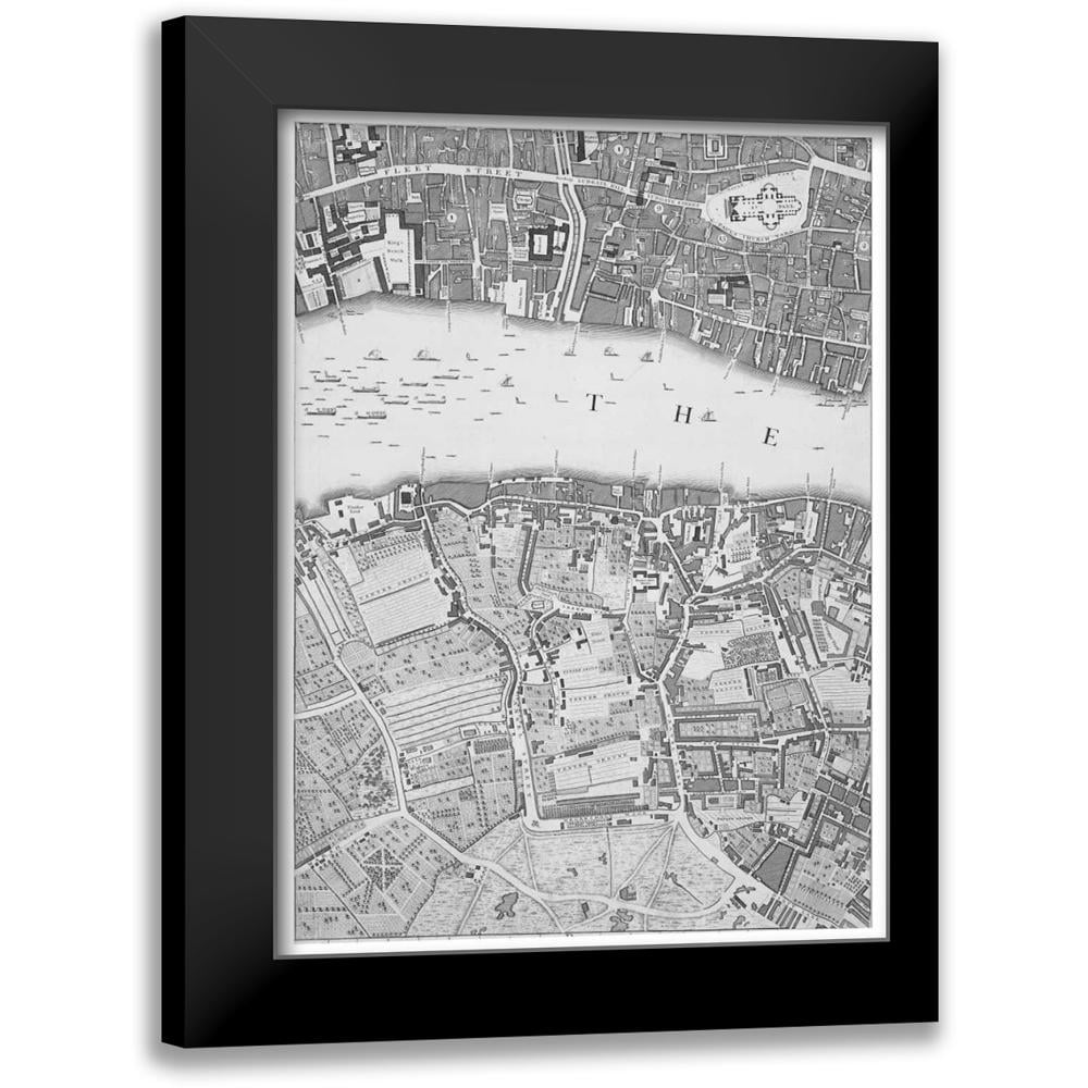 Roque, John 14x18 Black Modern Framed Museum Art Print Titled - Roque Sectional map of London ...