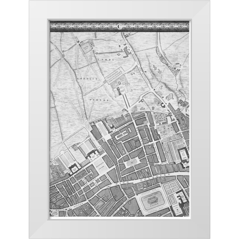 Roque, John 14x18 White Modern Wood Framed Museum Art Print Titled - Roque Sectional map of ...
