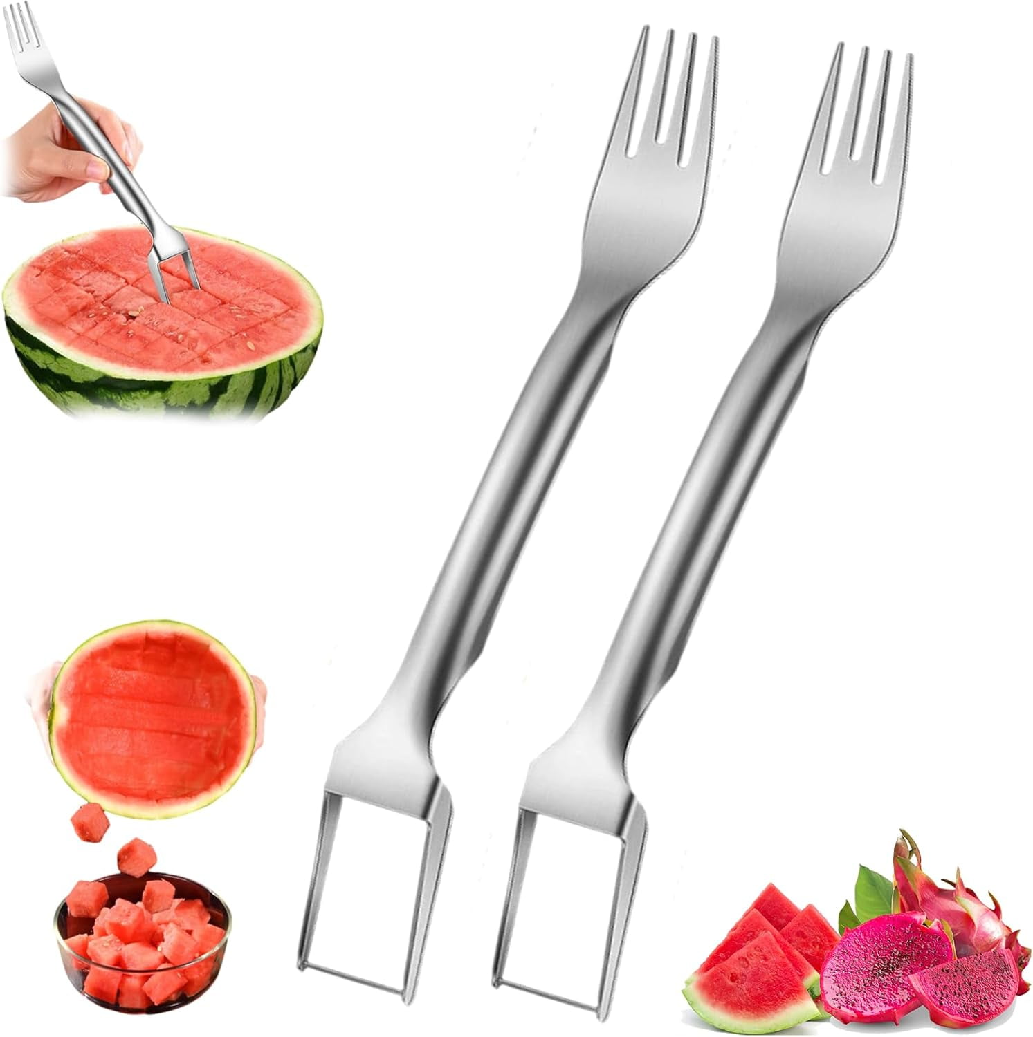 Roquit Watermelon Cutter, 2-in-1 Fruit Cutter & Fork – for Quick and ...