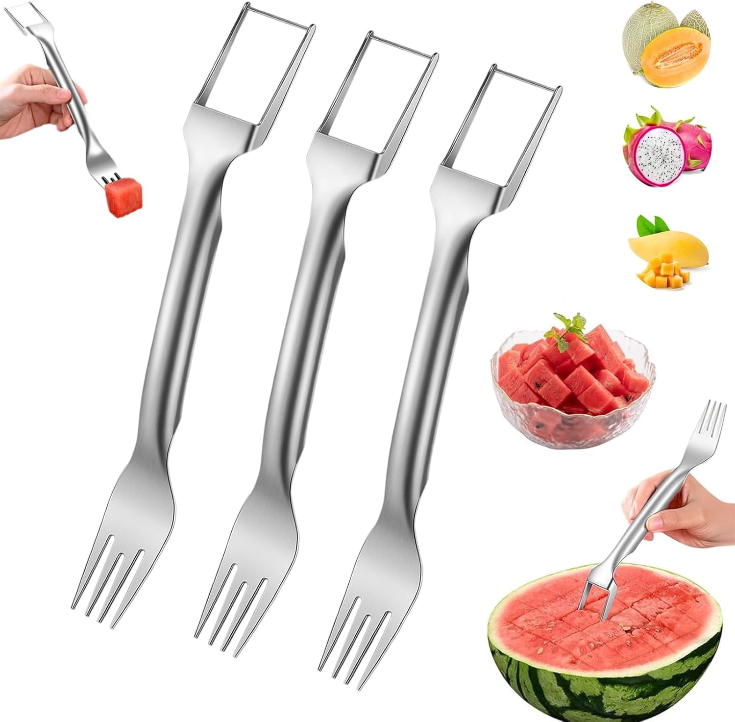 Roquit Watermelon Cutter, 2-in-1 Stainless Steel Fruit Cutter ...