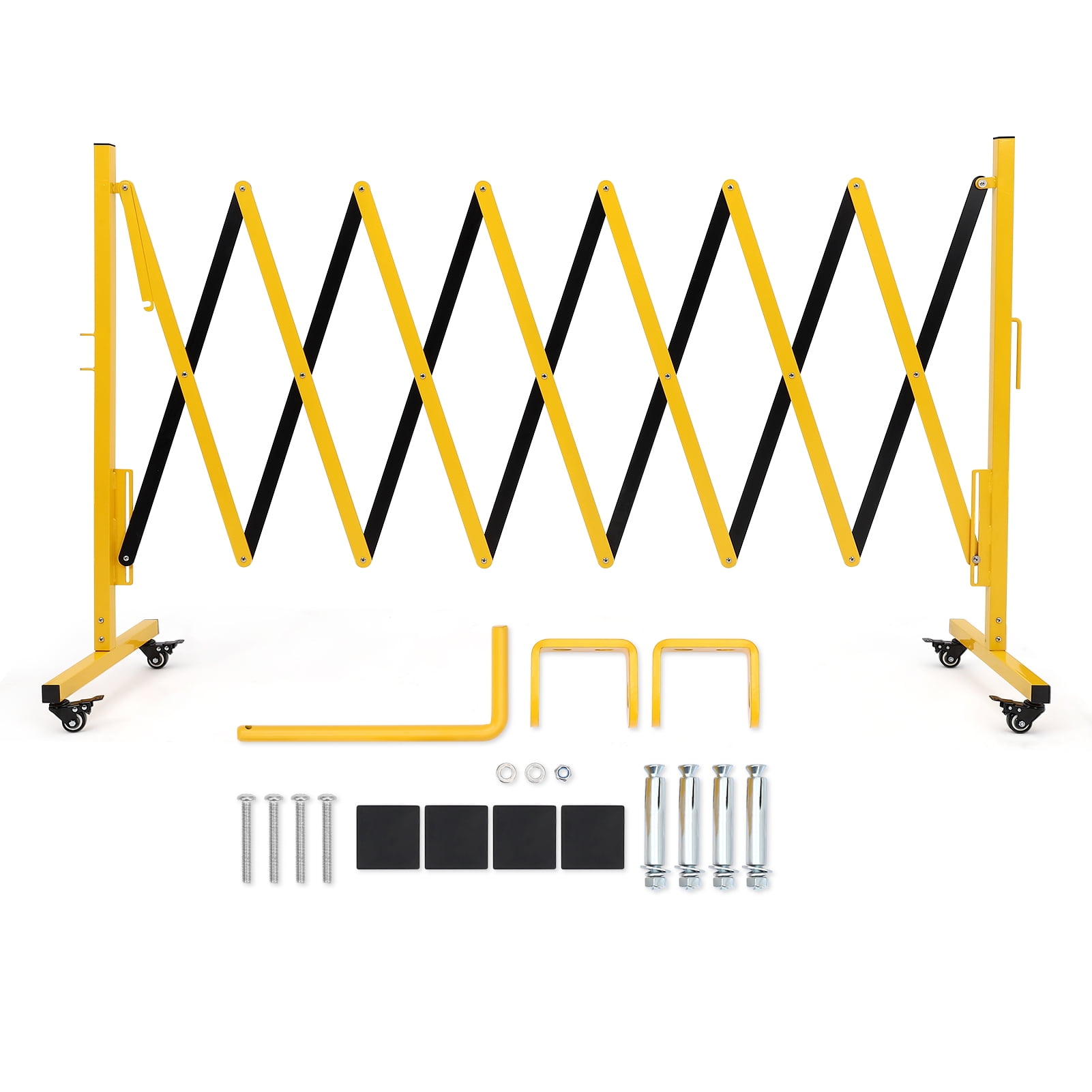 Roromall 11 ft Expandable Metal Barricade with Wheels, Folding Security ...