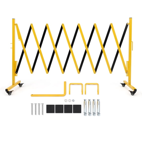 Roromall 11 ft Expandable Metal Barricade with Wheels, Folding Security ...
