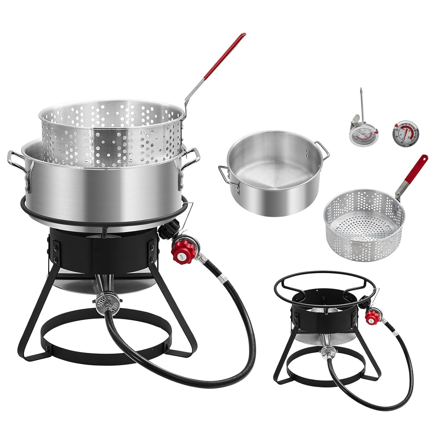 Roromall 11QT Aluminum Fish Fryer Pot with 6.7Qt Strainer Basket ...