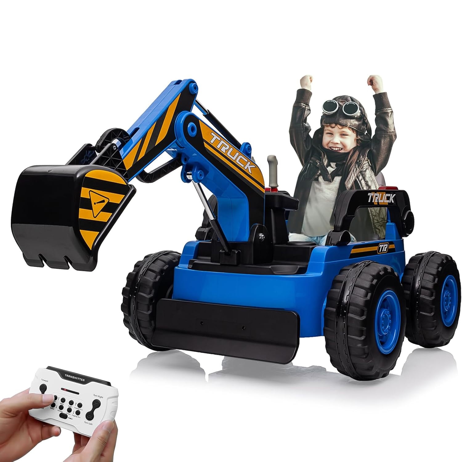 Roromall 12V Kids Ride-on Excavator Digger Truck with Remote Control ...