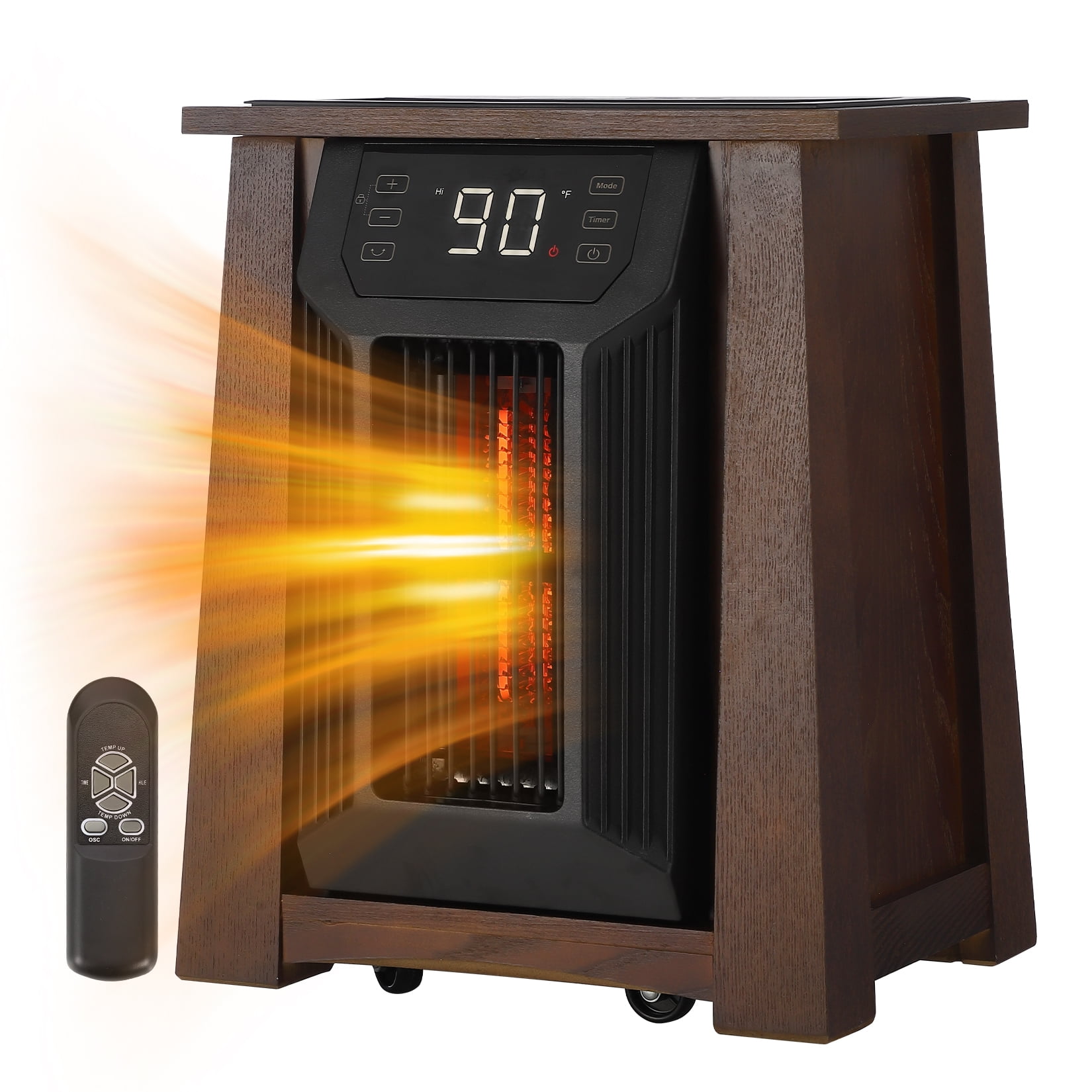 Roromall 1500W Infrared Space Heater with 8 Heating Quartz Elements ...