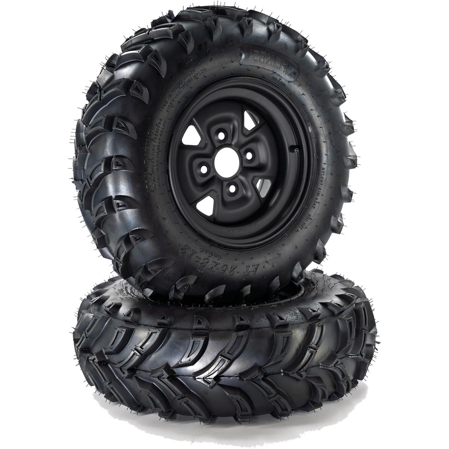 Roromall 2 Pack ATV Wheel and Rim, 25x8-12 ATV Tire, All Terrain Tire 6 ...