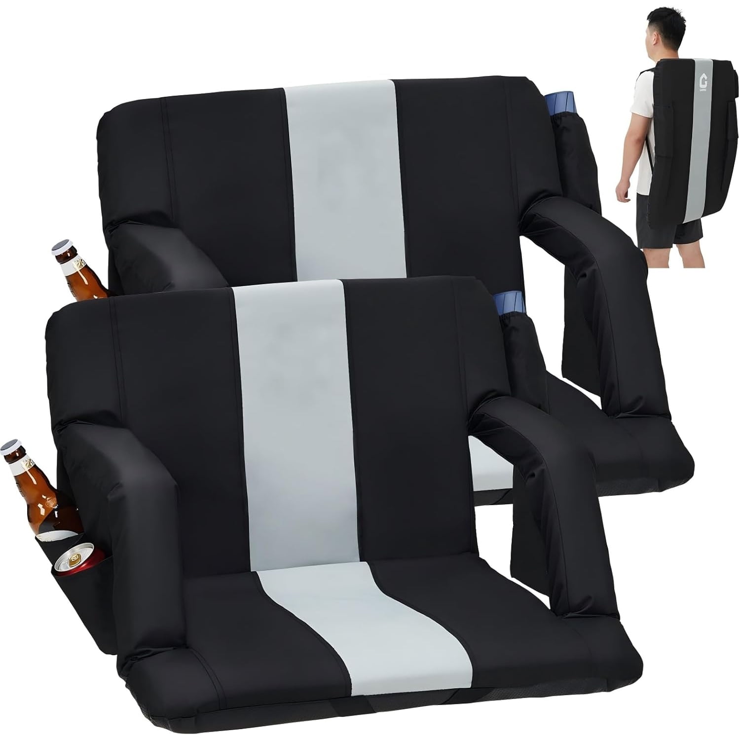 Roromall 24.5" Wide Bleacher Chair Stadium Seats with Back Support and ...