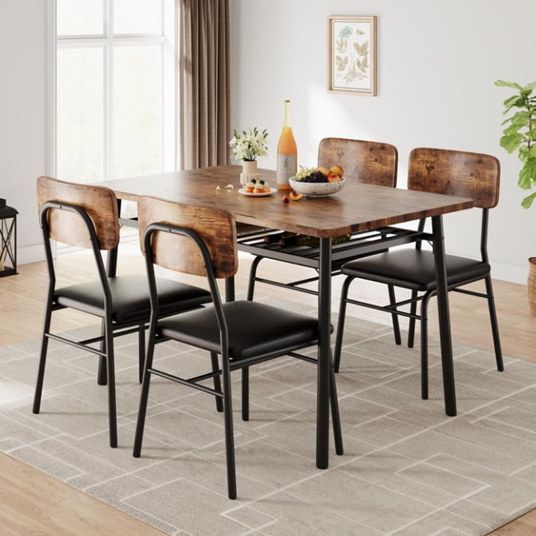 Roromall 5-Piece Dining Table Set, Modern Kitchen Table Set for 4 ...