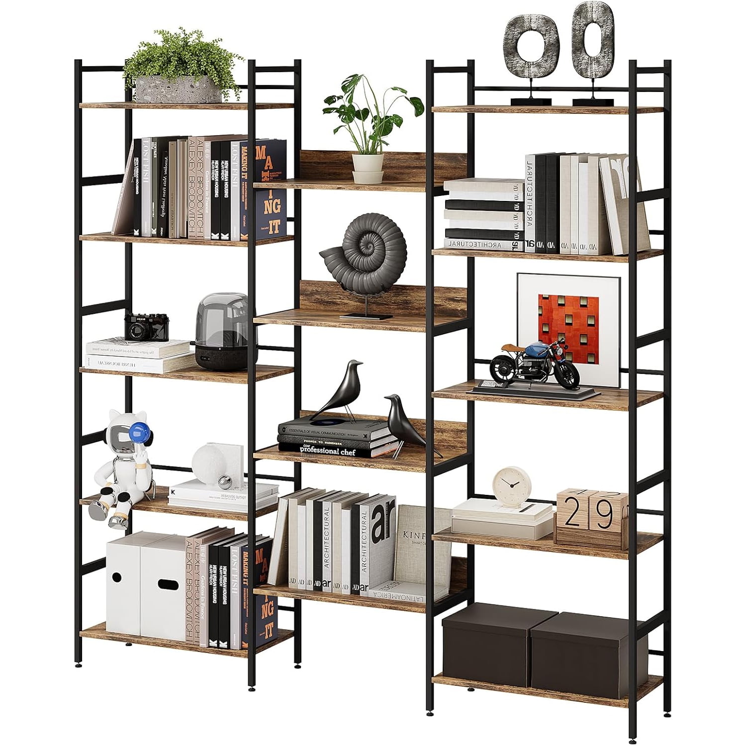 Roromall 5 Tier Bookcase Bookshelf, Large Bookshelves Open Display Rack ...