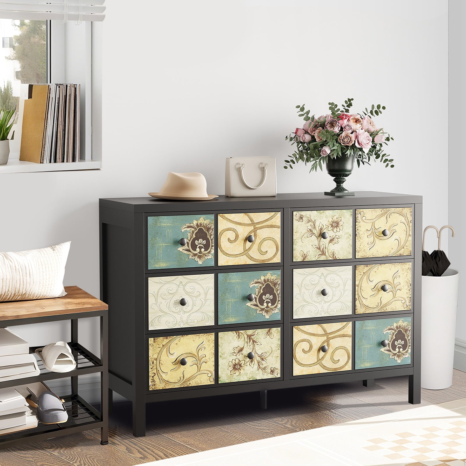 Roromall 6 Drawer Dresser for Bedroom, Wooden Chest of Drawers, Retro ...