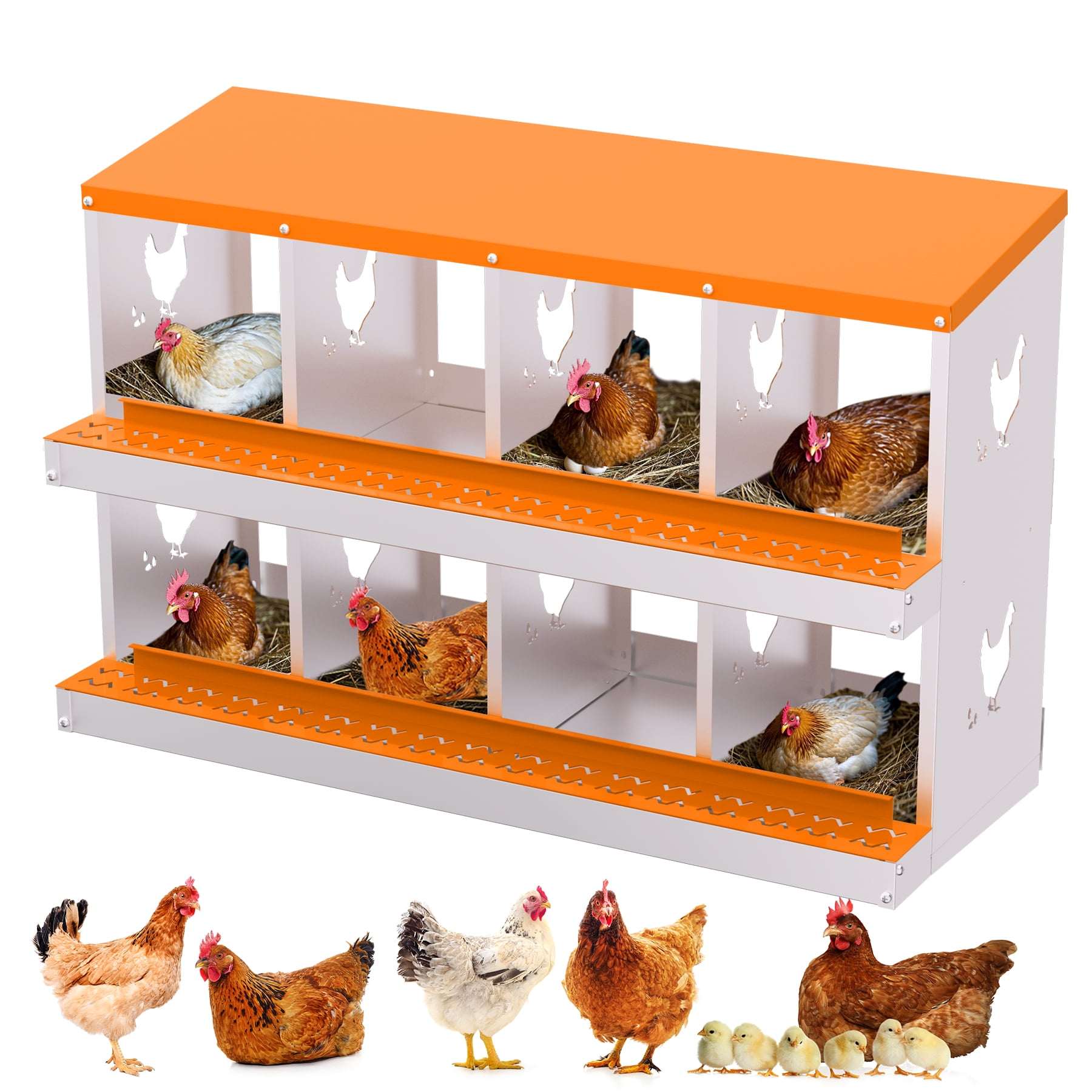 Roromall 8-Hole Chicken Coop Nesting Box with Ventilation Holes ...