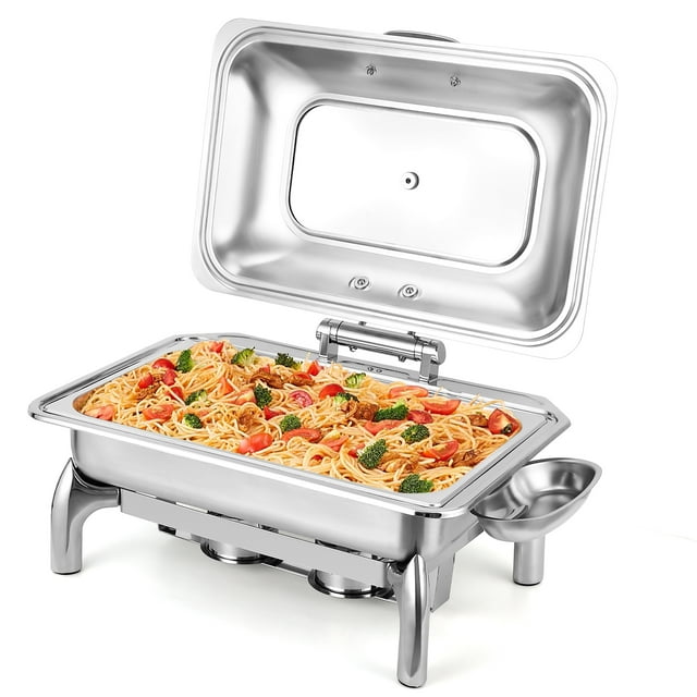 Roromall Chafing Dish Buffet Set, 9QT Stainless Steel Flip Cover Chafer ...