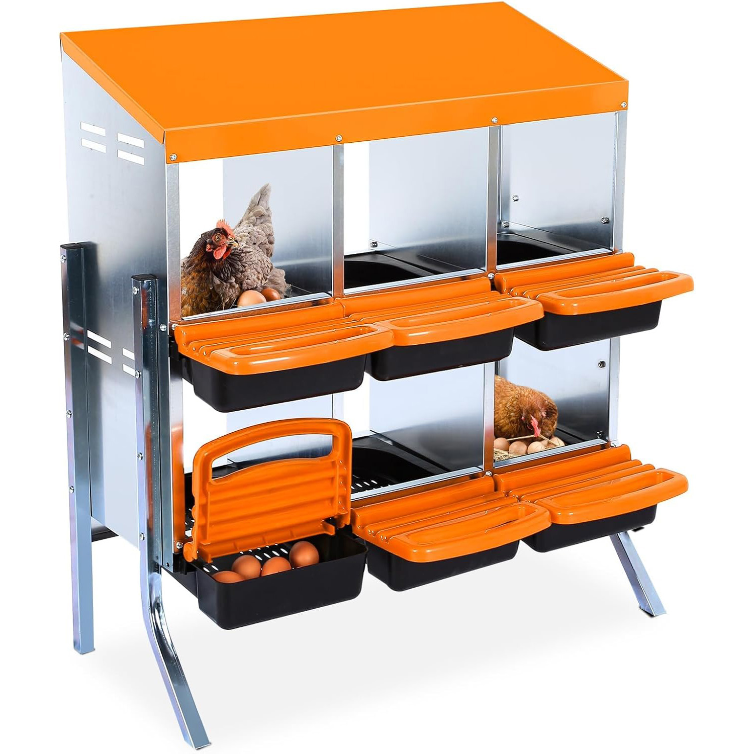 Roromall Chicken Nesting Box, 6/8/10 Hole 2 Layer Hen Nest Boxes, Roll ...
