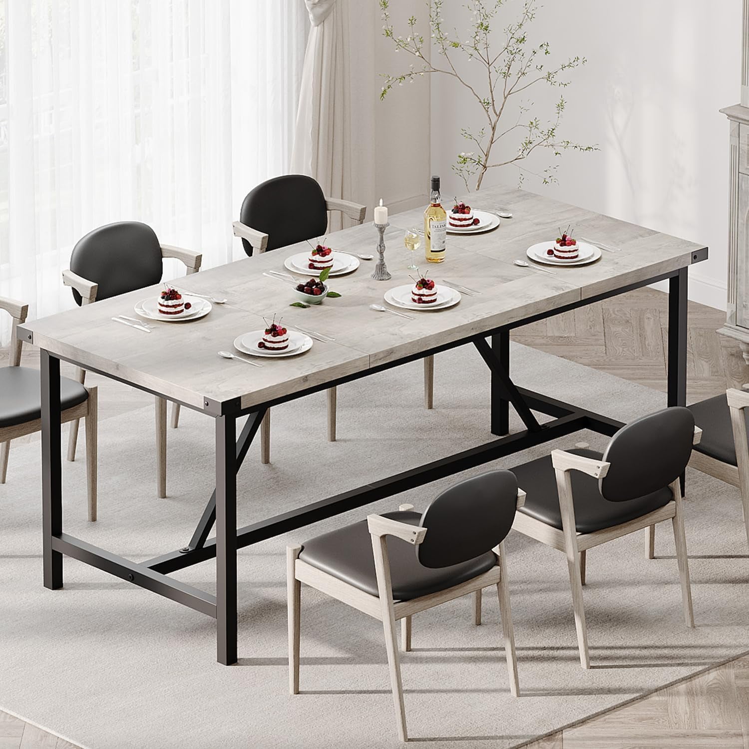 Roromall Dining Table for 6-8, Heavy Duty Large Kitchen Table ...
