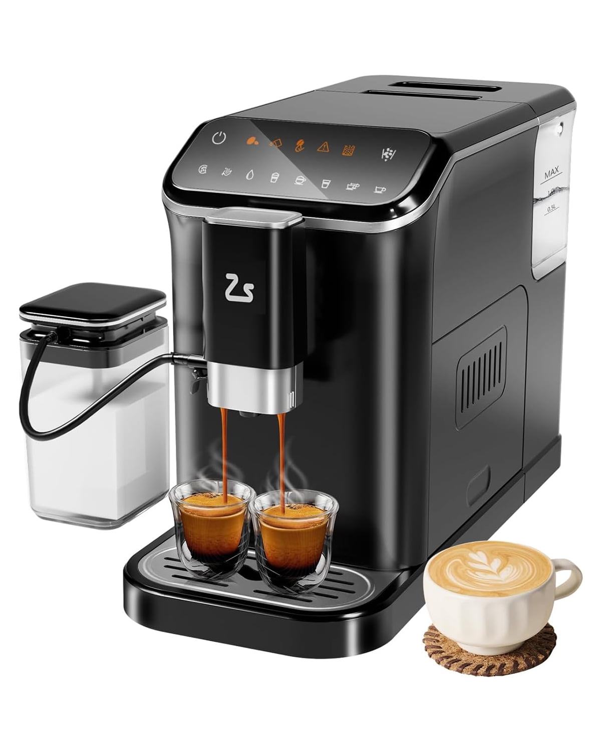 Roromall Espresso Machine 20 Bar, Built-In & Adjustable Espresso Bean ...