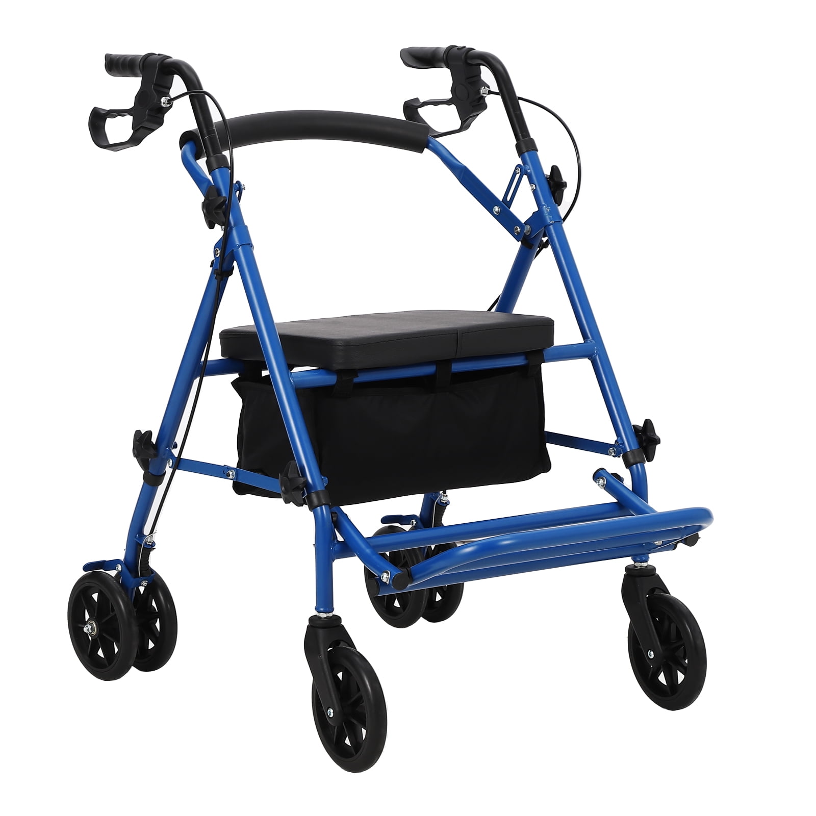 Roromall Folding Aluminum Rollator with Footrests, Transport Wheelchair ...