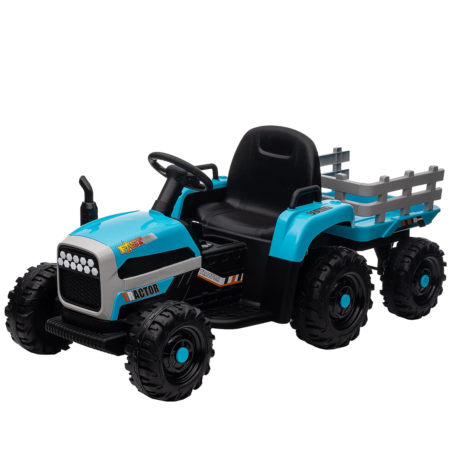 Roromall Kids 12V Ride on Tractor with Trailer Electric Car for Toddler ...