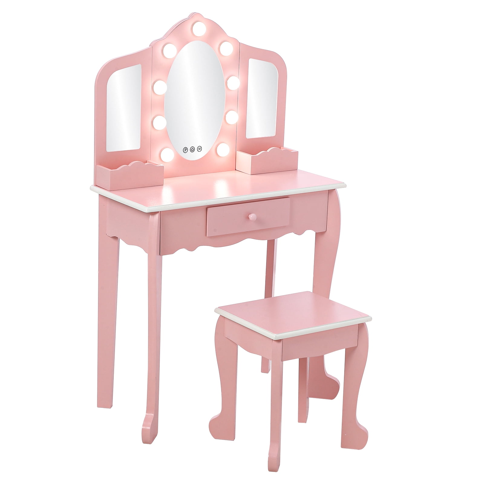 Roromall Kids Vanity Set with 3 Mirrors and Drawer - Pretend Play Dress ...