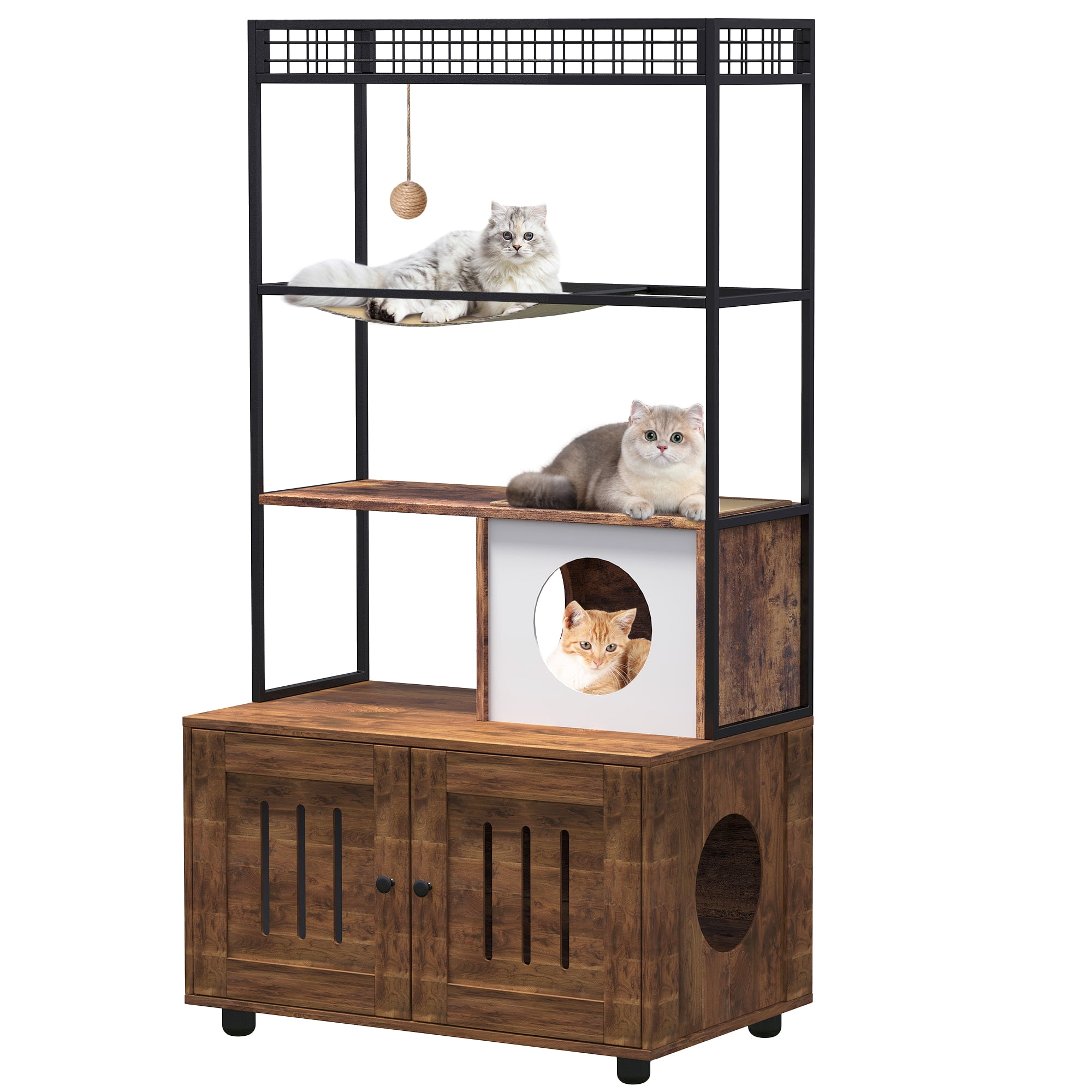 Roromall Large Litter Box Enclosure with Storage Shelf, 60''H Hidden ...