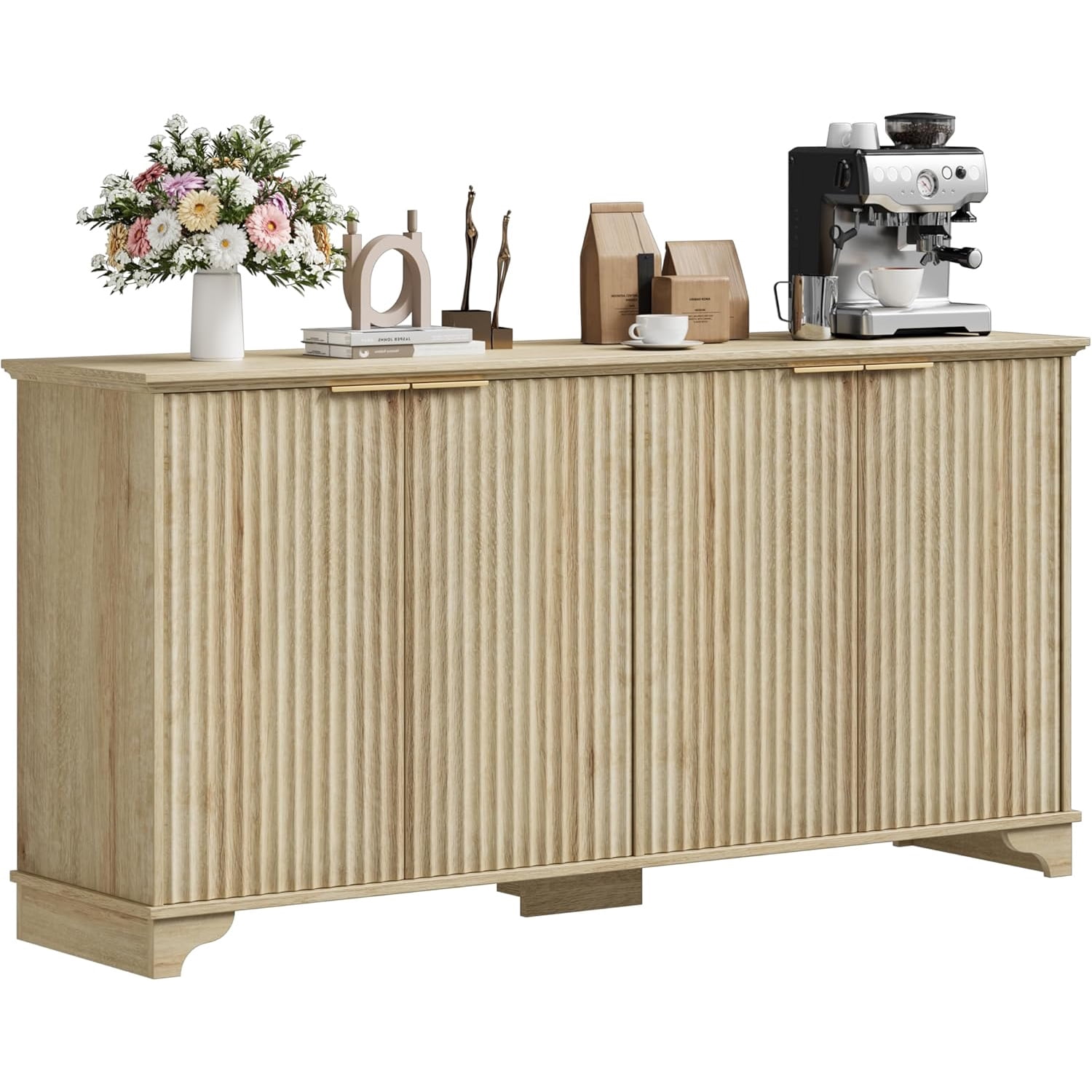 Roromall Modern Sideboard Buffet Cabinet, Farmhouse Fluted Doors ...