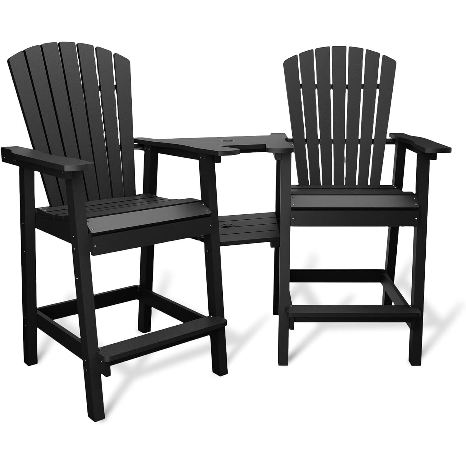 Roromall Outdoor Bar Height Adirondack Chairs with Connecting Tray ...