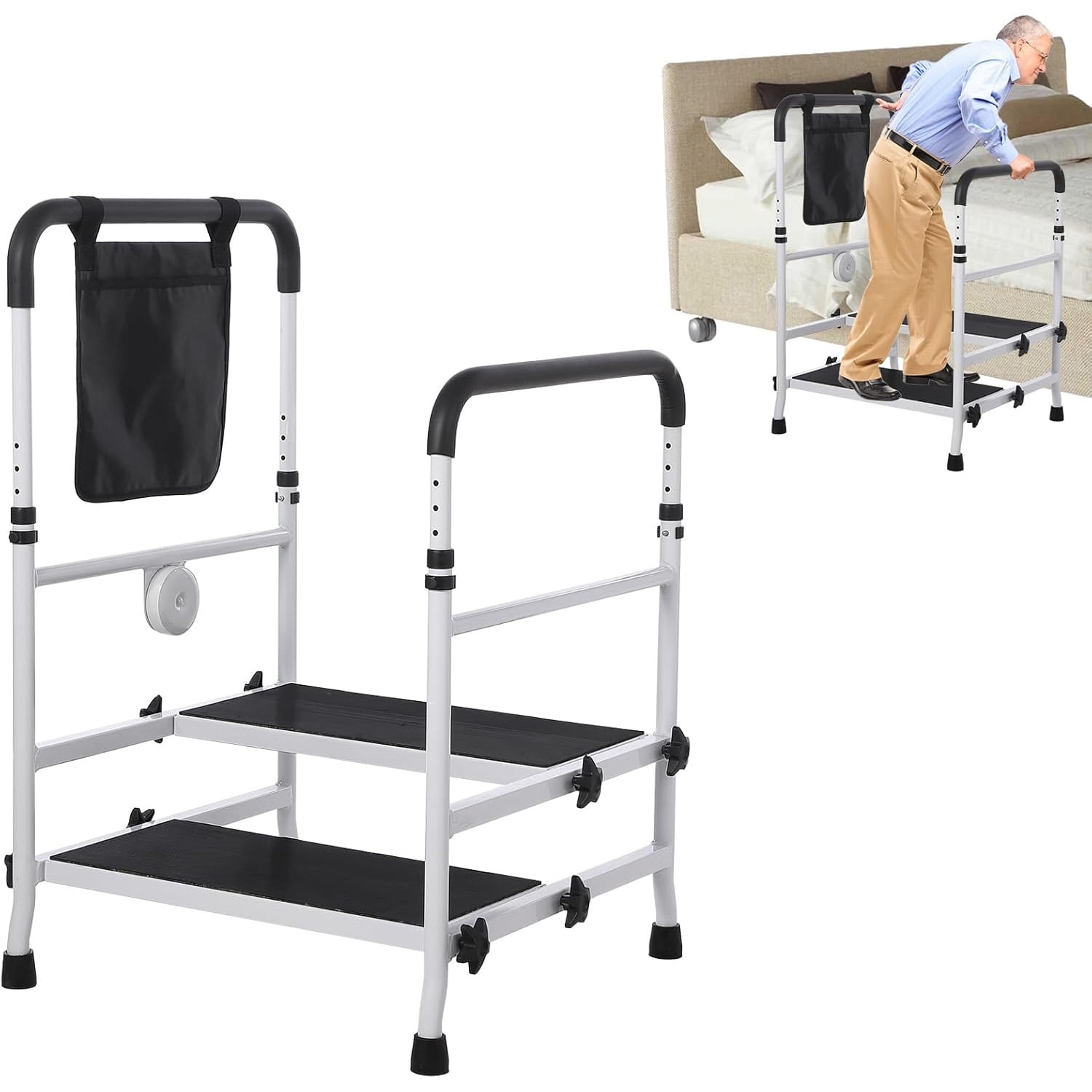 Roromall Step Stool for Elderly, Bed Rails with Adjustable Height Bed ...