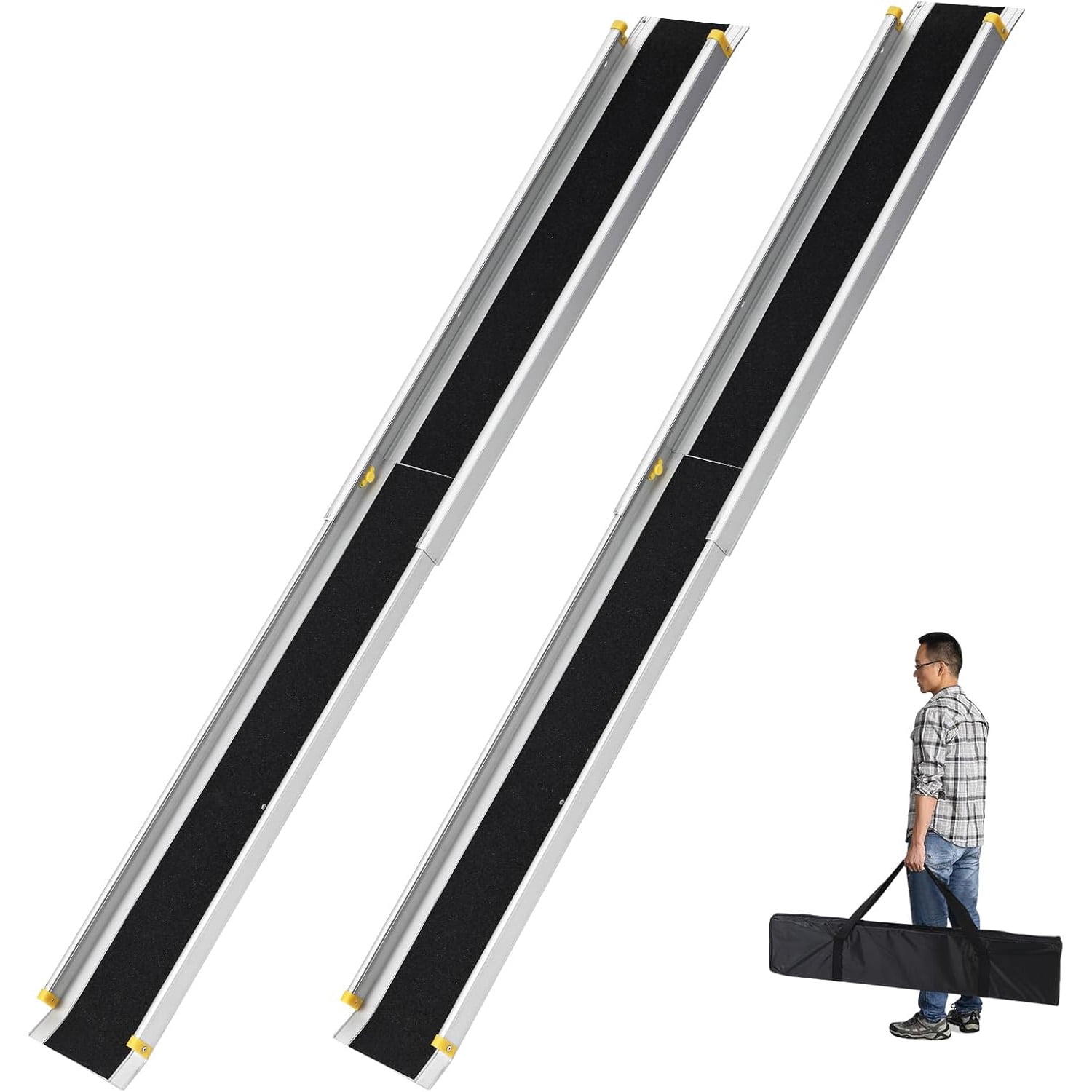 Roromall Telescoping Wheelchair Ramps 6 FT / 8 FT, Adjustable ...