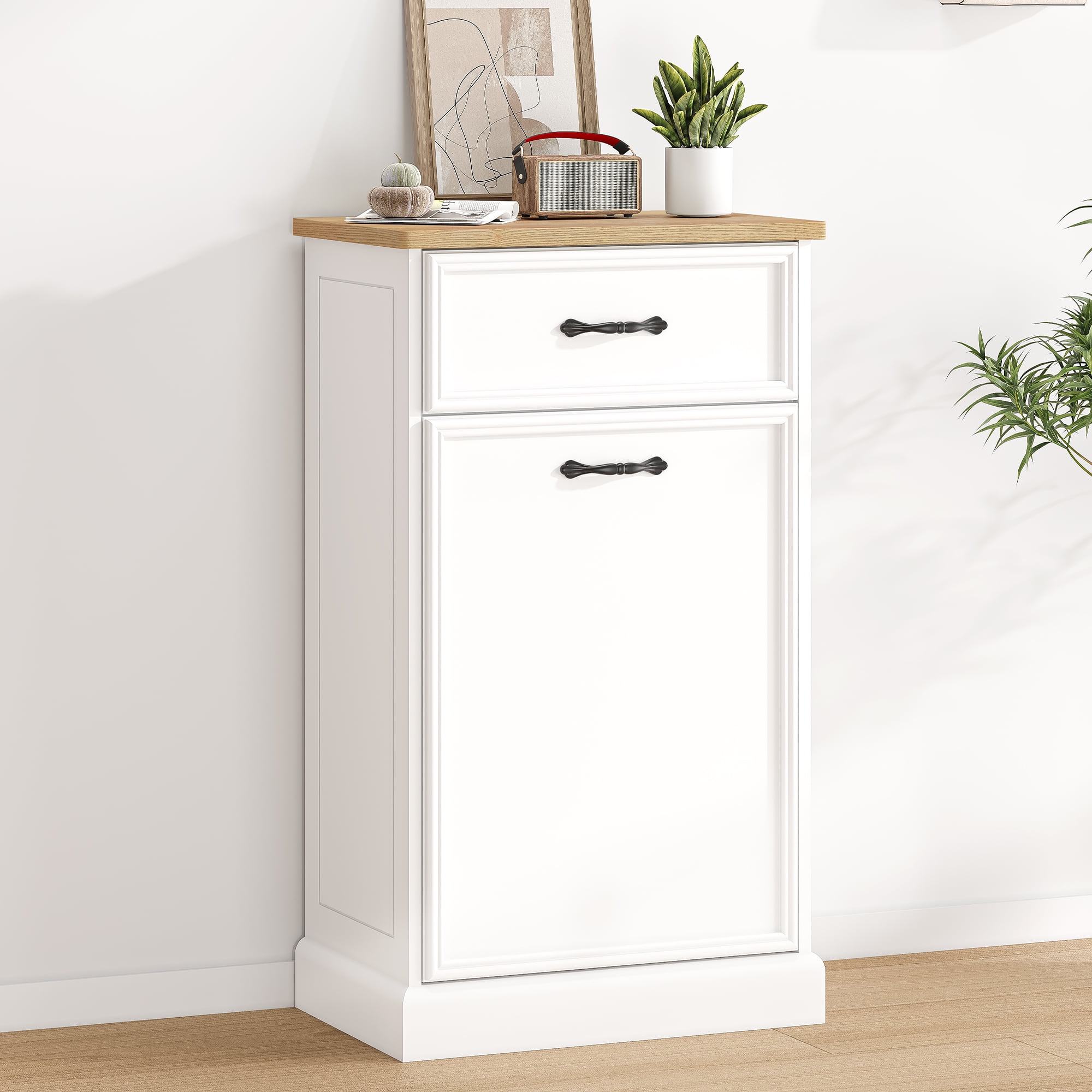 Roromall Tilt Out Kitchen Trash Cabinet - Hidden Trash Bin Cabinet ...