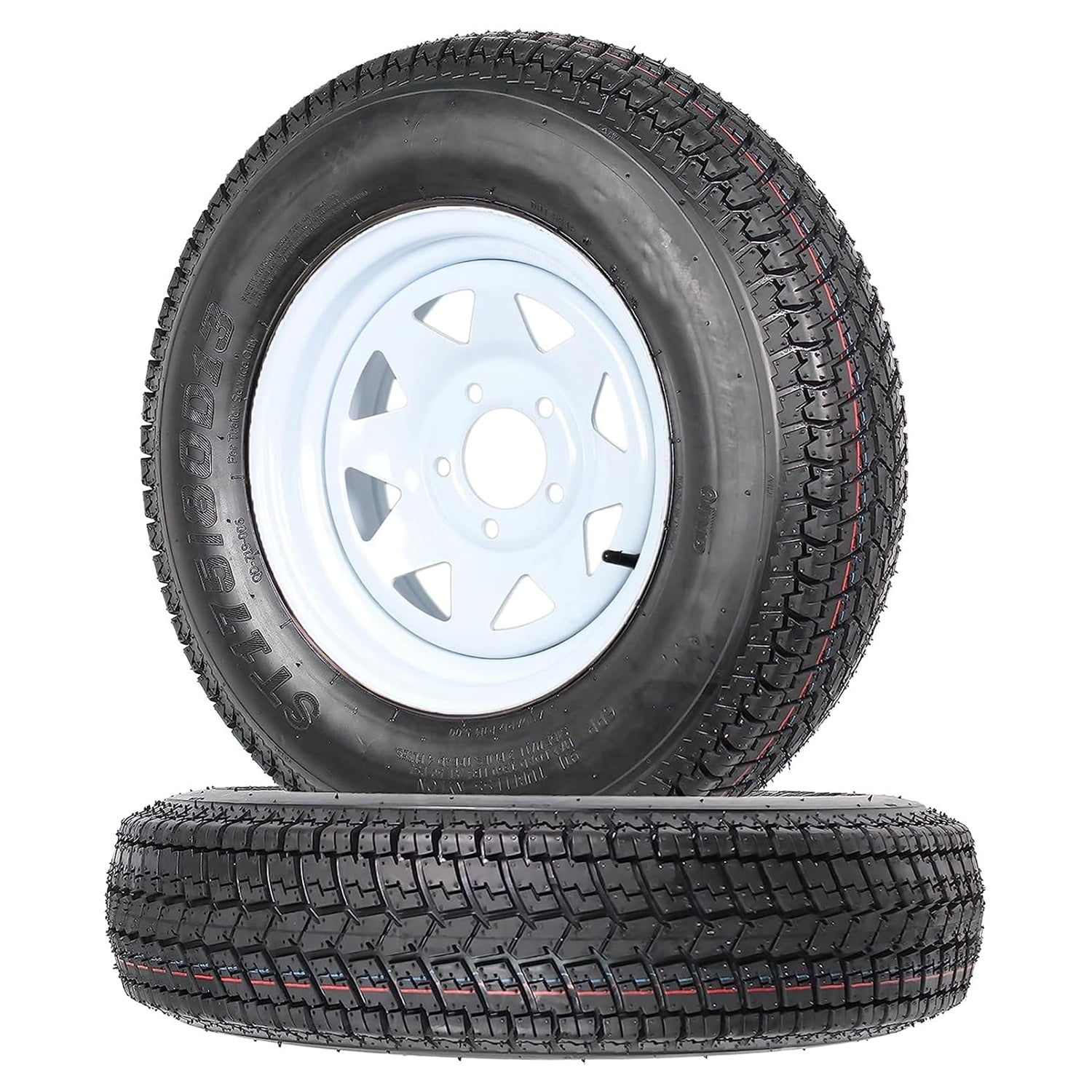 Roromall Trailer Tires with Rims ST175/80D13 175 80 13 Tire, 5 Lug on 4 ...