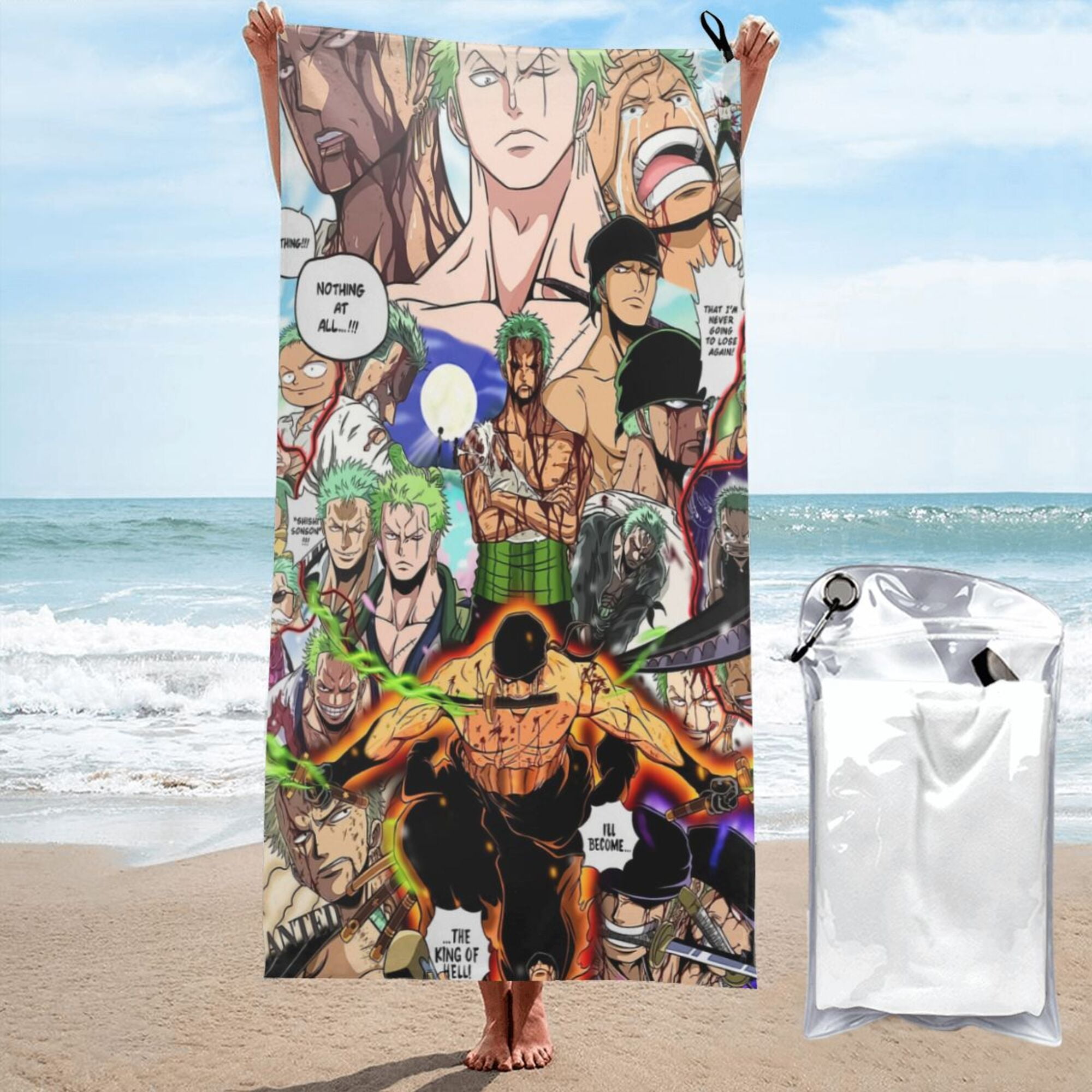 Roronoa Zoro Anime Microfibre Towel Bath Quick Drying Beach Towel Bath ...