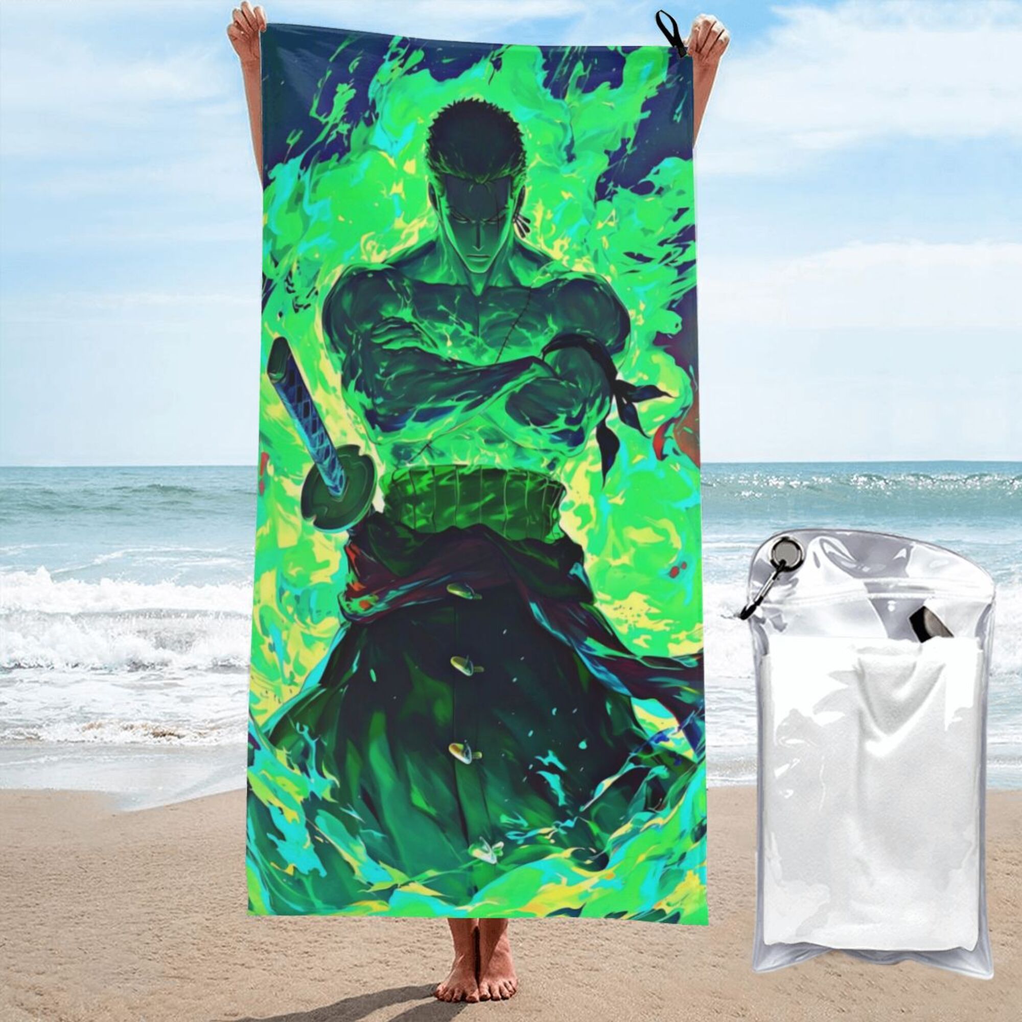 Roronoa Zoro Anime Microfibre Towel Bath Quick Drying Beach Towel Bath ...