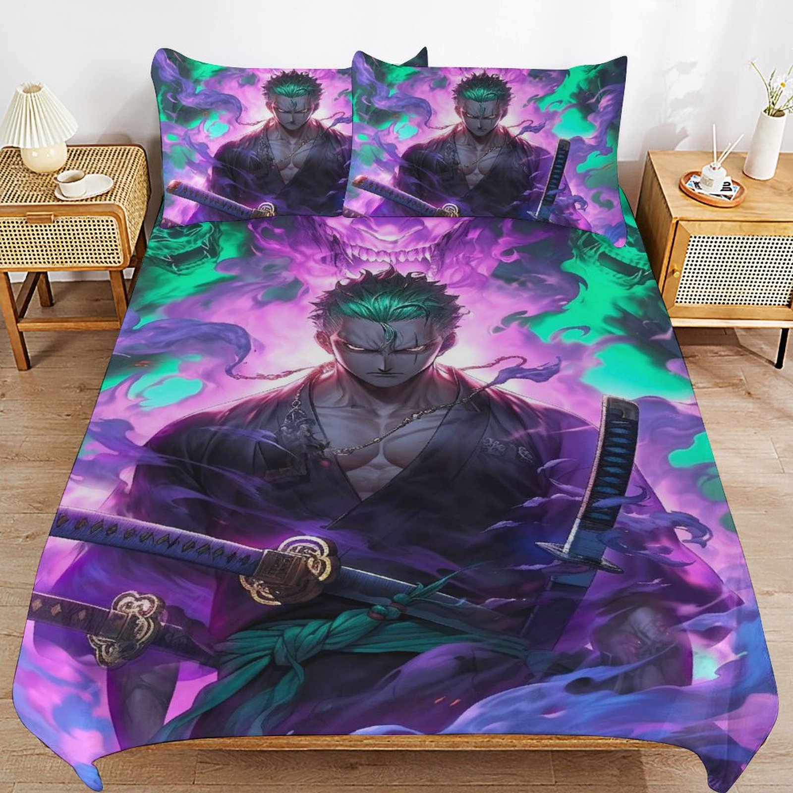 Roronoa Zoro Duvet Cover 3 Pcs Set Cute Kids Comforter Cover with 2 ...
