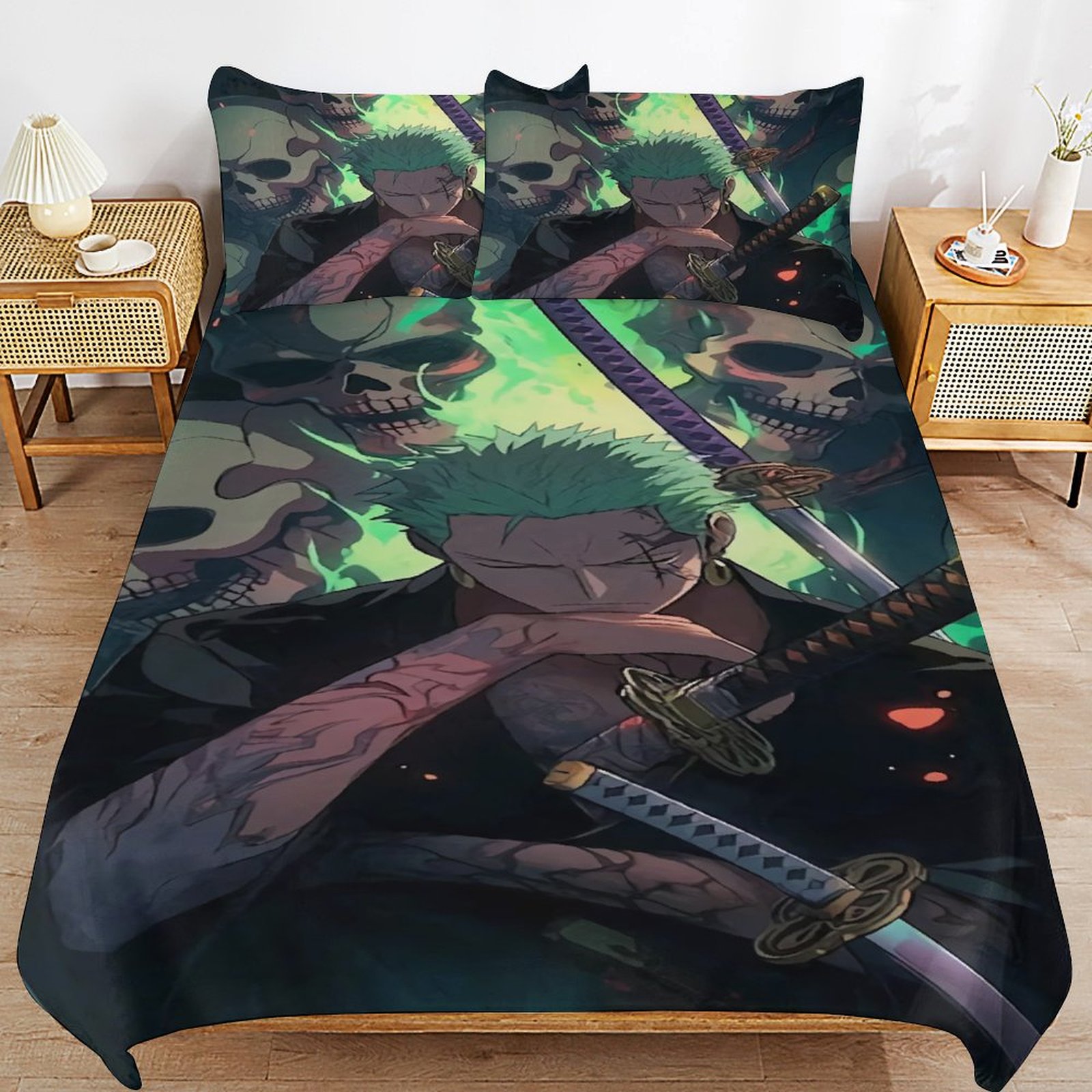 Roronoa Zoro Duvet Cover 3 Pcs Set Cute Kids Comforter Cover with 2 ...
