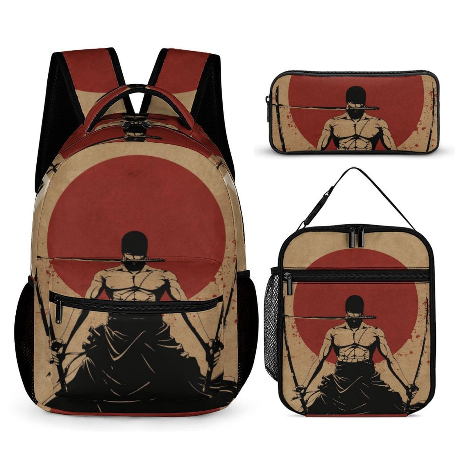 Roronoa Zoro One Piece Anime Backpack Set for School, 3-Piece Set ...