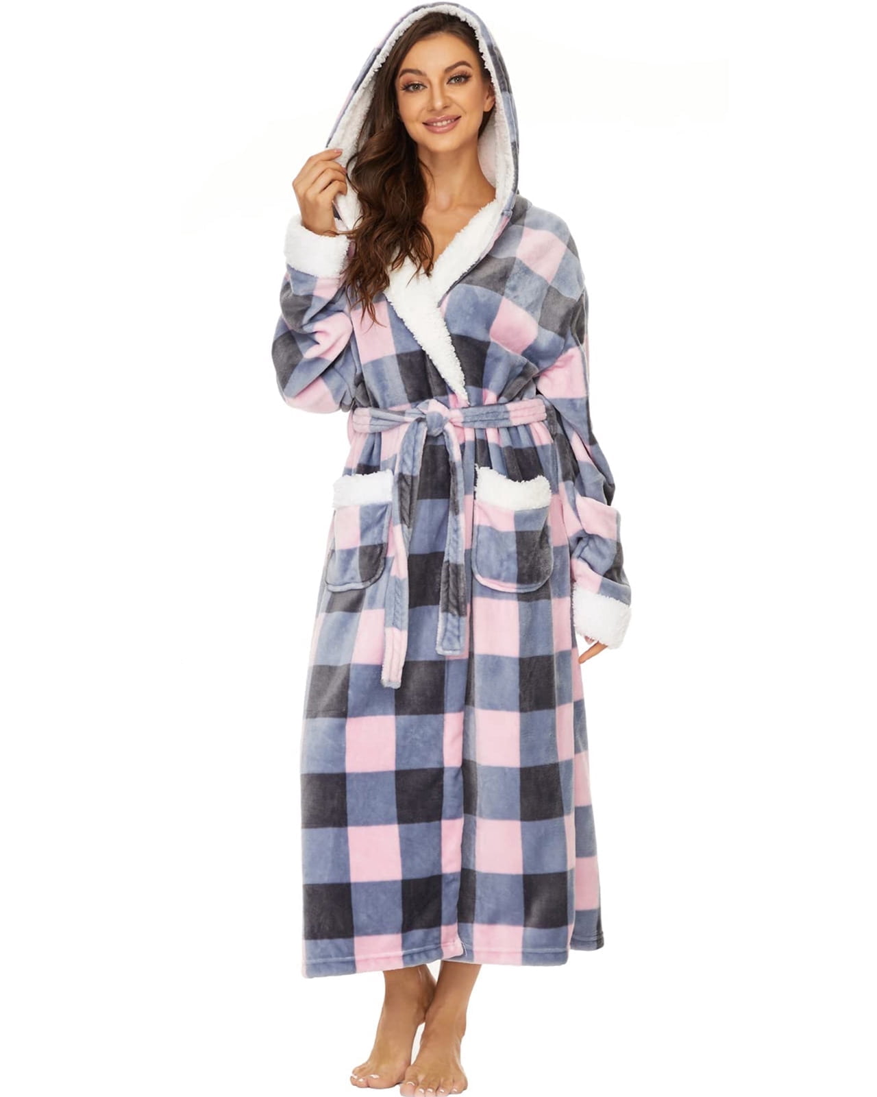 Rosa Junio Plush Robes for Women, Fleece Fuzzy Womens Robe Long, Soft ...
