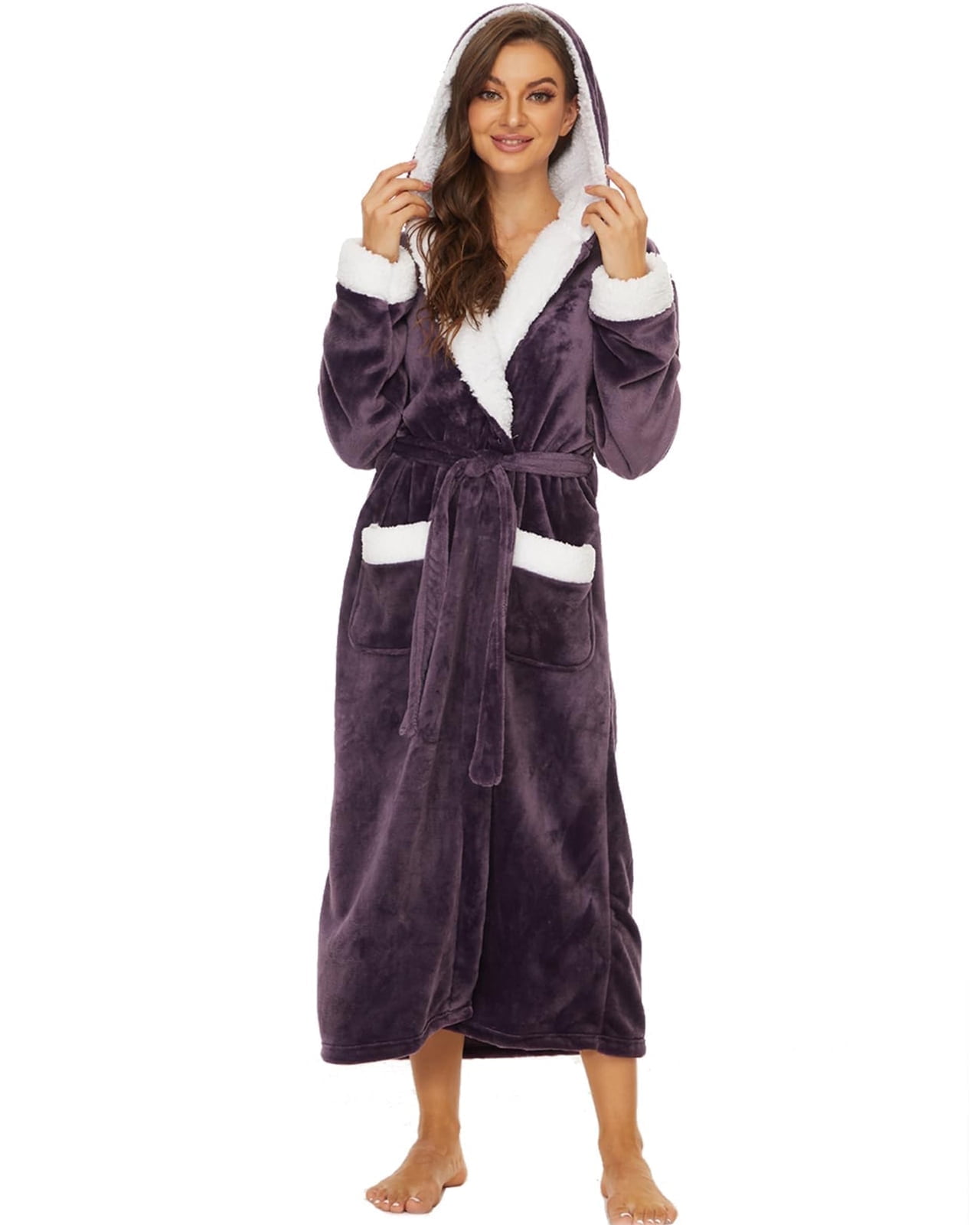 Rosa Junio Plush Robes for Women, Fleece Fuzzy Womens Robe Long, Soft ...