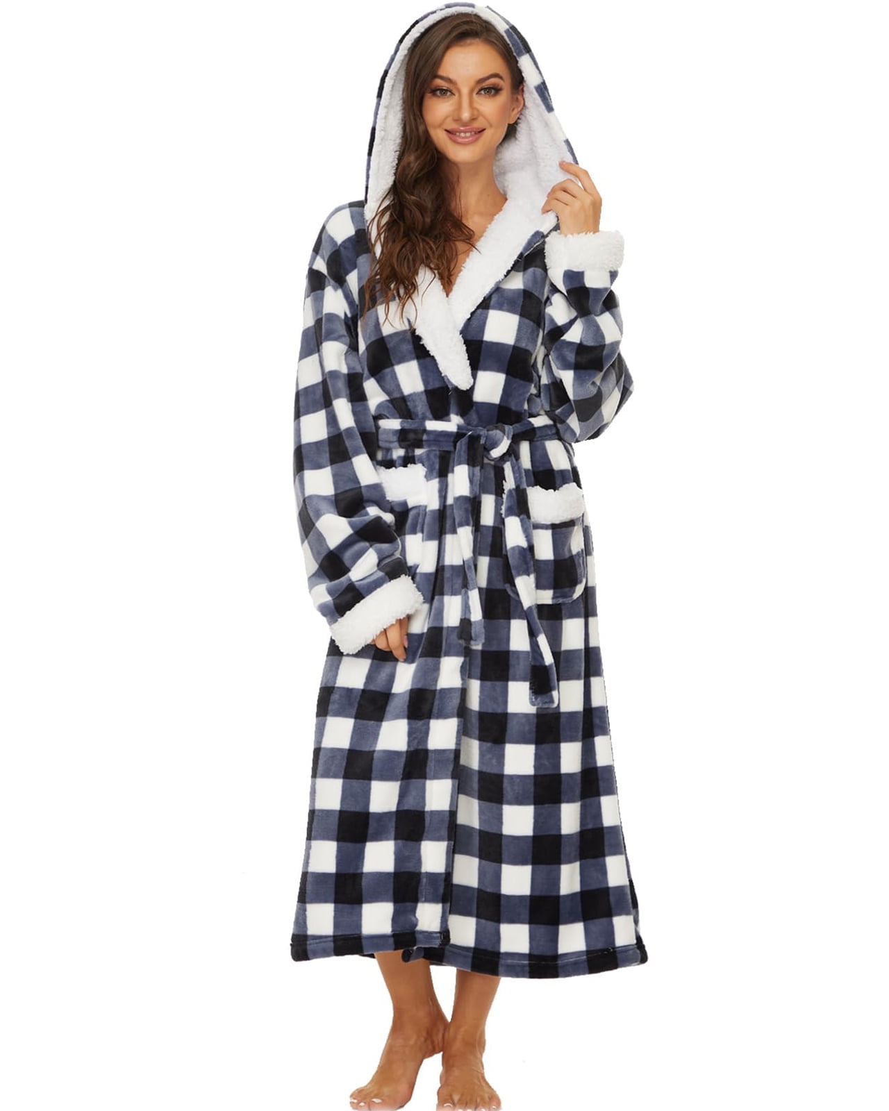 Rosa Junio Plush Robes for Women, Fleece Fuzzy Womens Robe Long, Soft ...