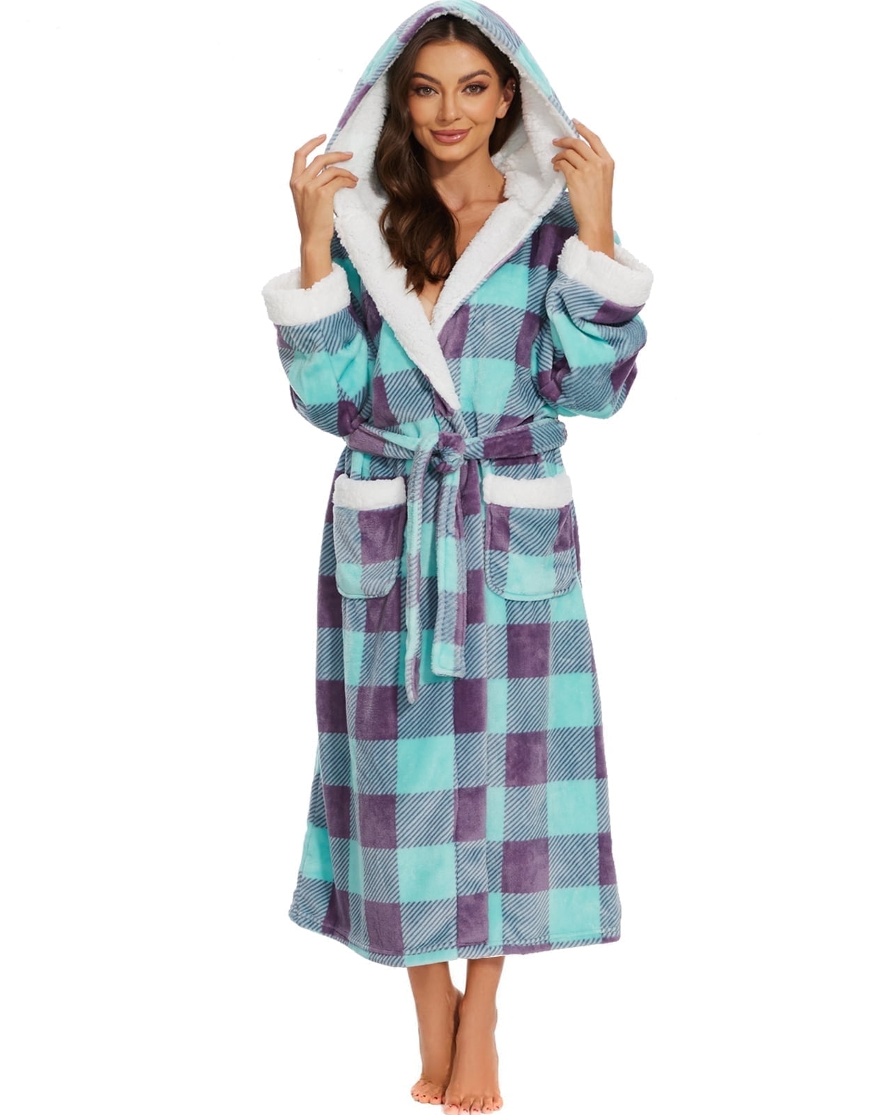 Rosa Junio Plush Robes for Women, Fleece Fuzzy Womens Robe Long, Soft ...