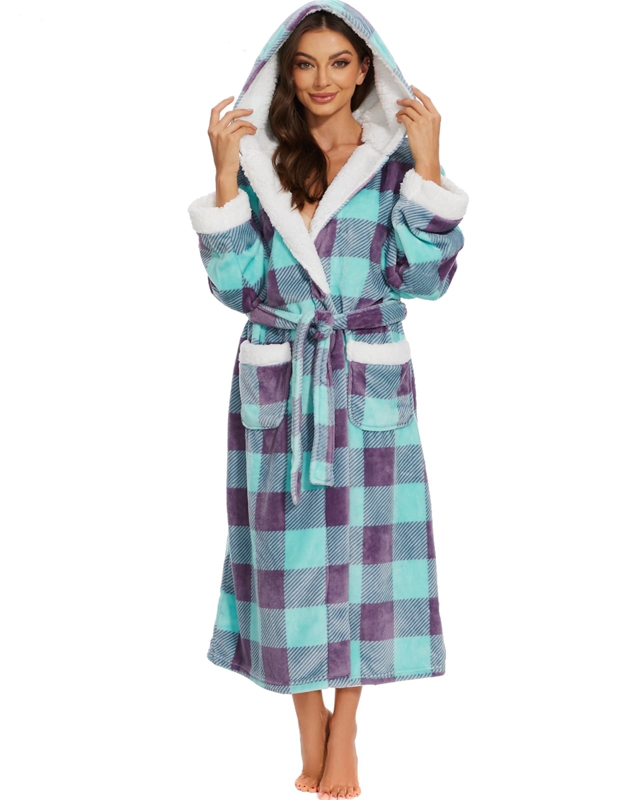 Rosa Junio Plush Robes for Women, Fleece Fuzzy Womens Robe Long, Soft ...