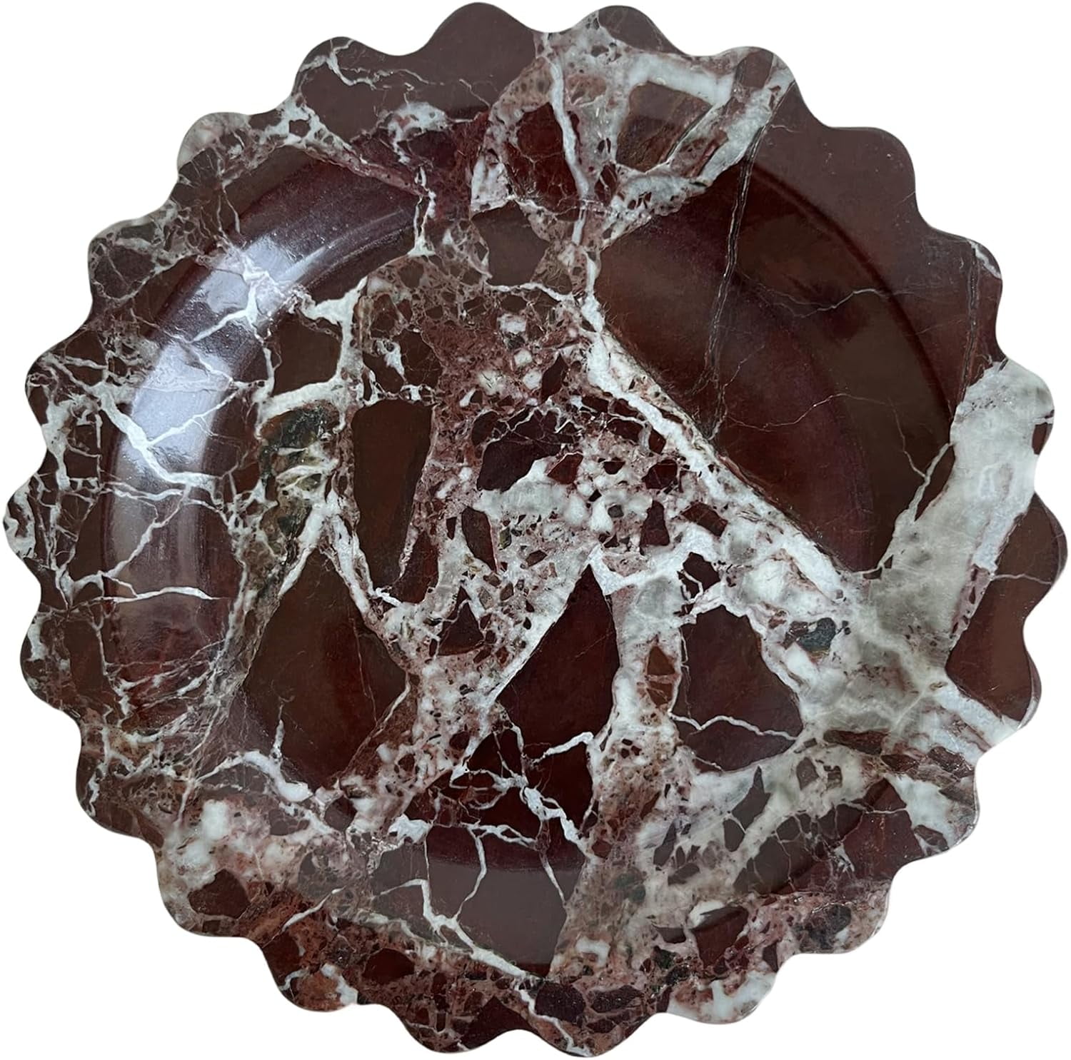 Rosa Levanto Marble Scalloped Tray Round Wave Tray Small Serving ...