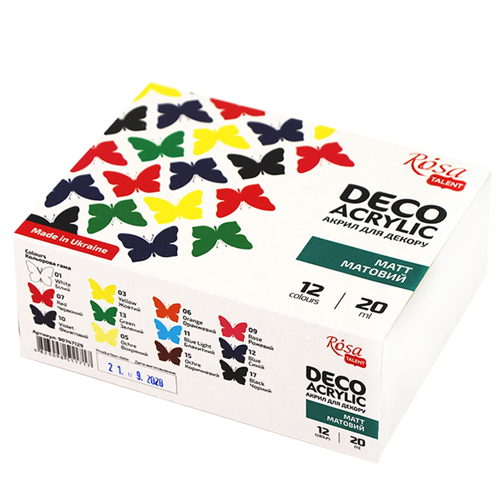Rosa Talent Mat Acrylic Paint Set for Decor 12 colors (0.68 oz each ...
