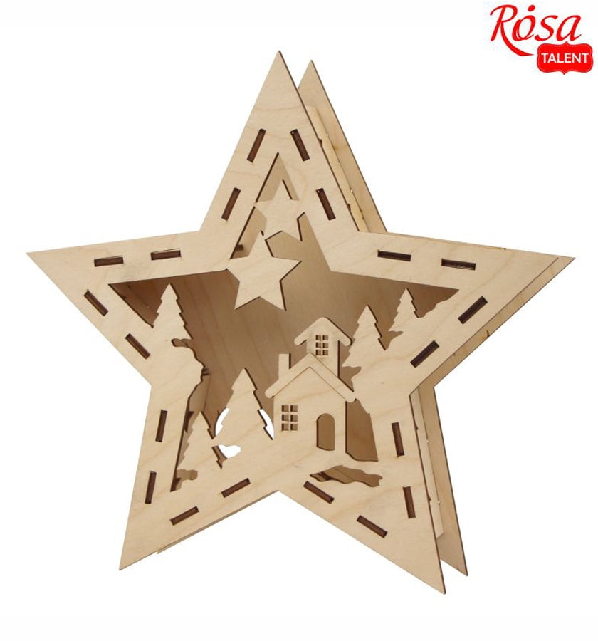 Rosa Talent Star - 3D composition on plywood. 6.97*7.87 inches ...