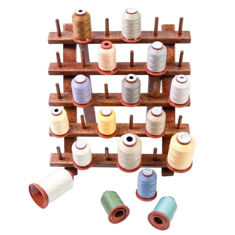 Rosafegon Thread Spool Organizer Wooden Embroidery Thread Rack 30-Spool ...