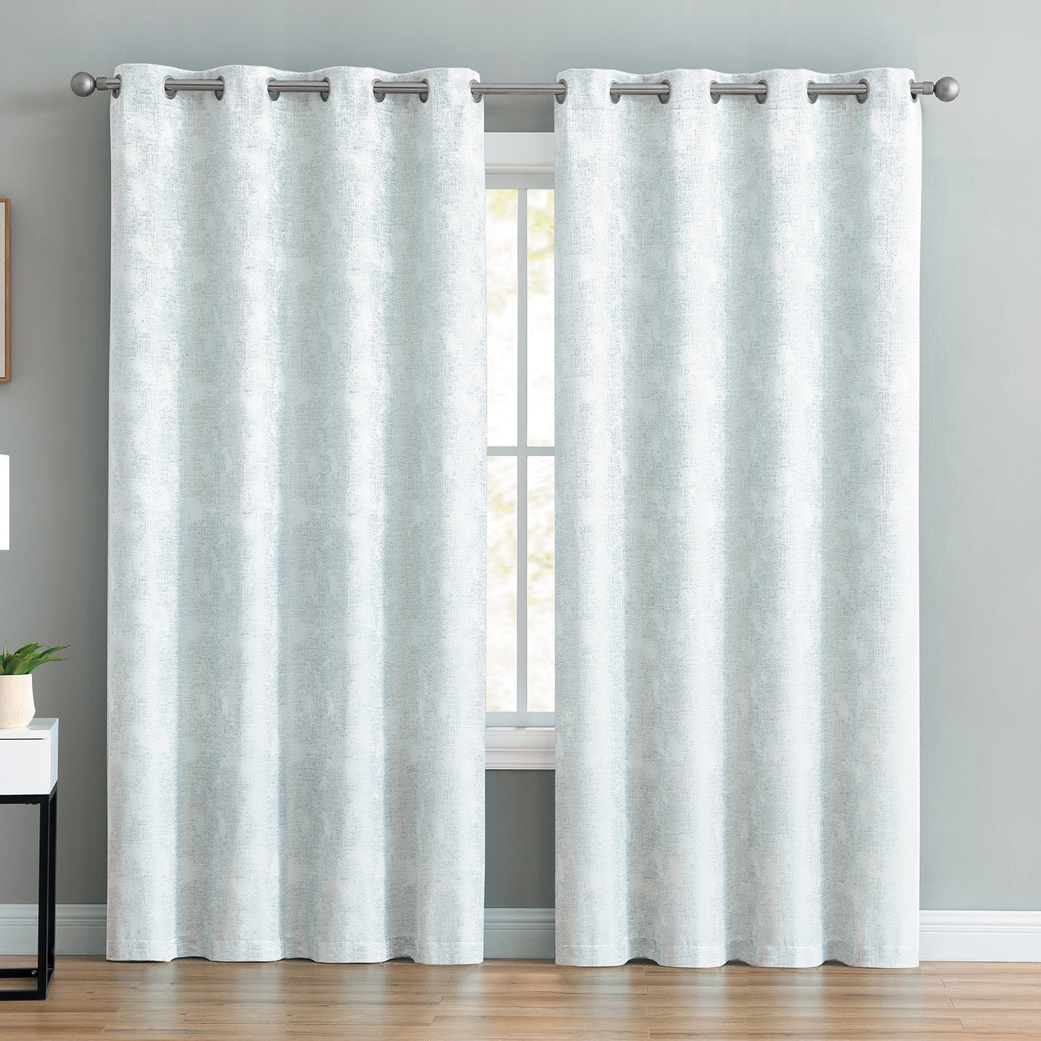 Rosalie Metallic Jacquard Window Panel, White, 55x84 Inches - Walmart.com