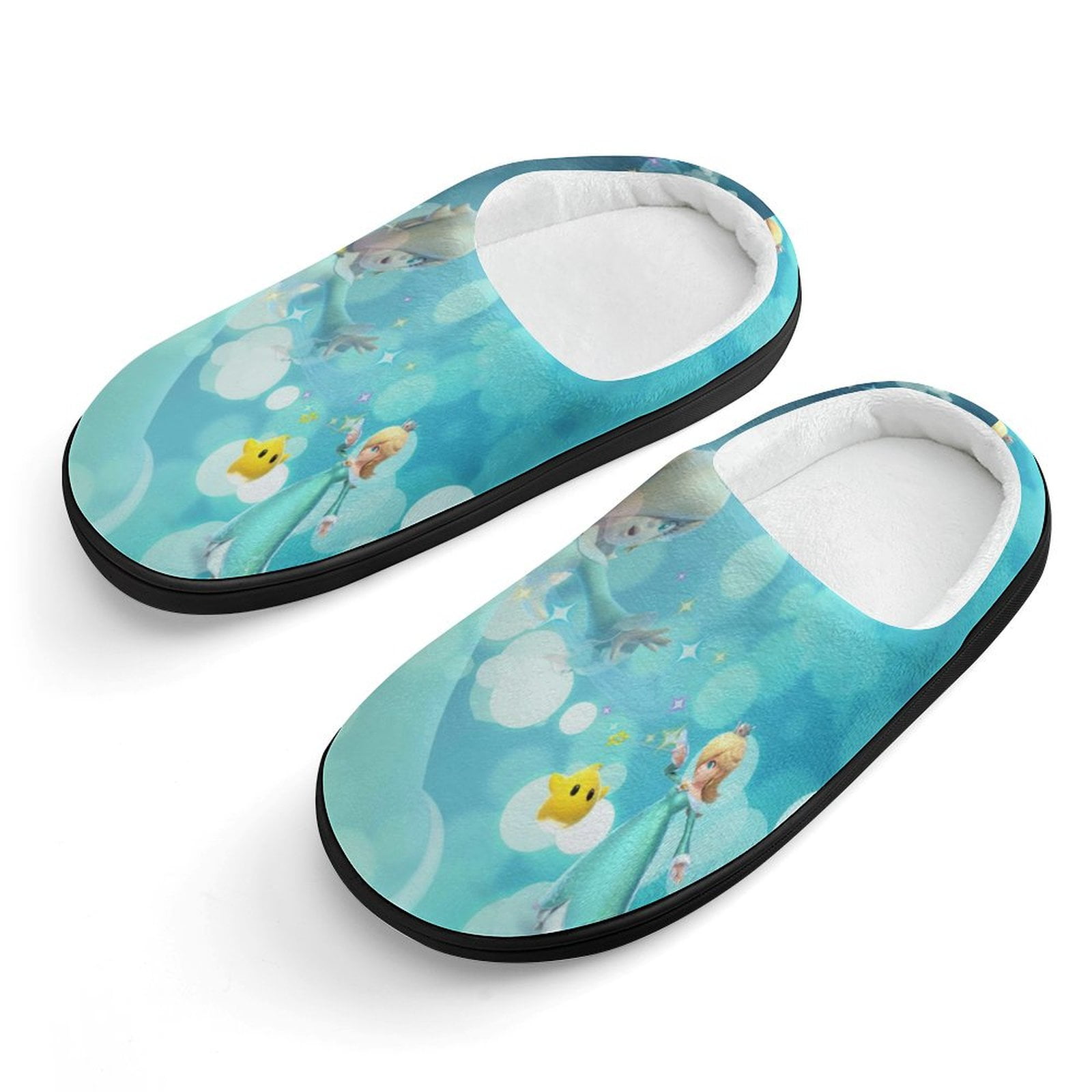 Rosalina Princess Peach Fluffy House Cotton Slippers Memory Foam Suede ...