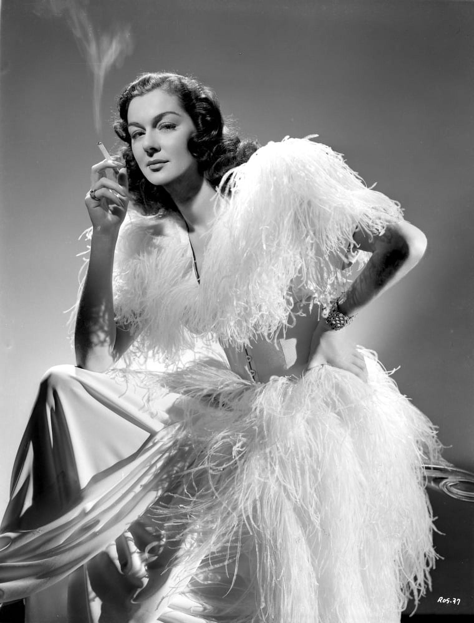 Rosalind Russell in White Gown With Cigarette Photo Print (24 x 30 ...